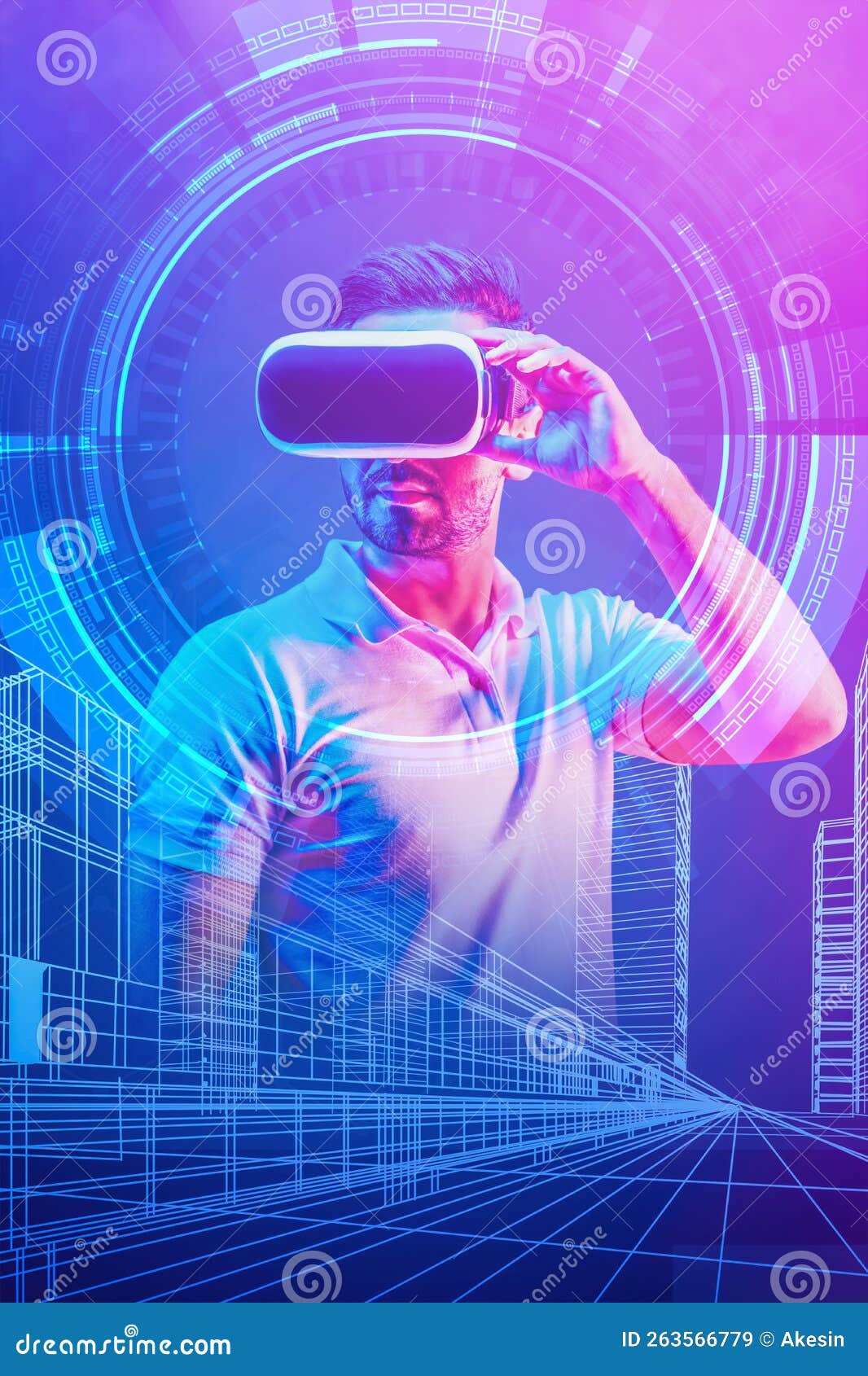 Virtual Reality Technology in Architecture Design Concept Stock Image - Image of cyberspace ...