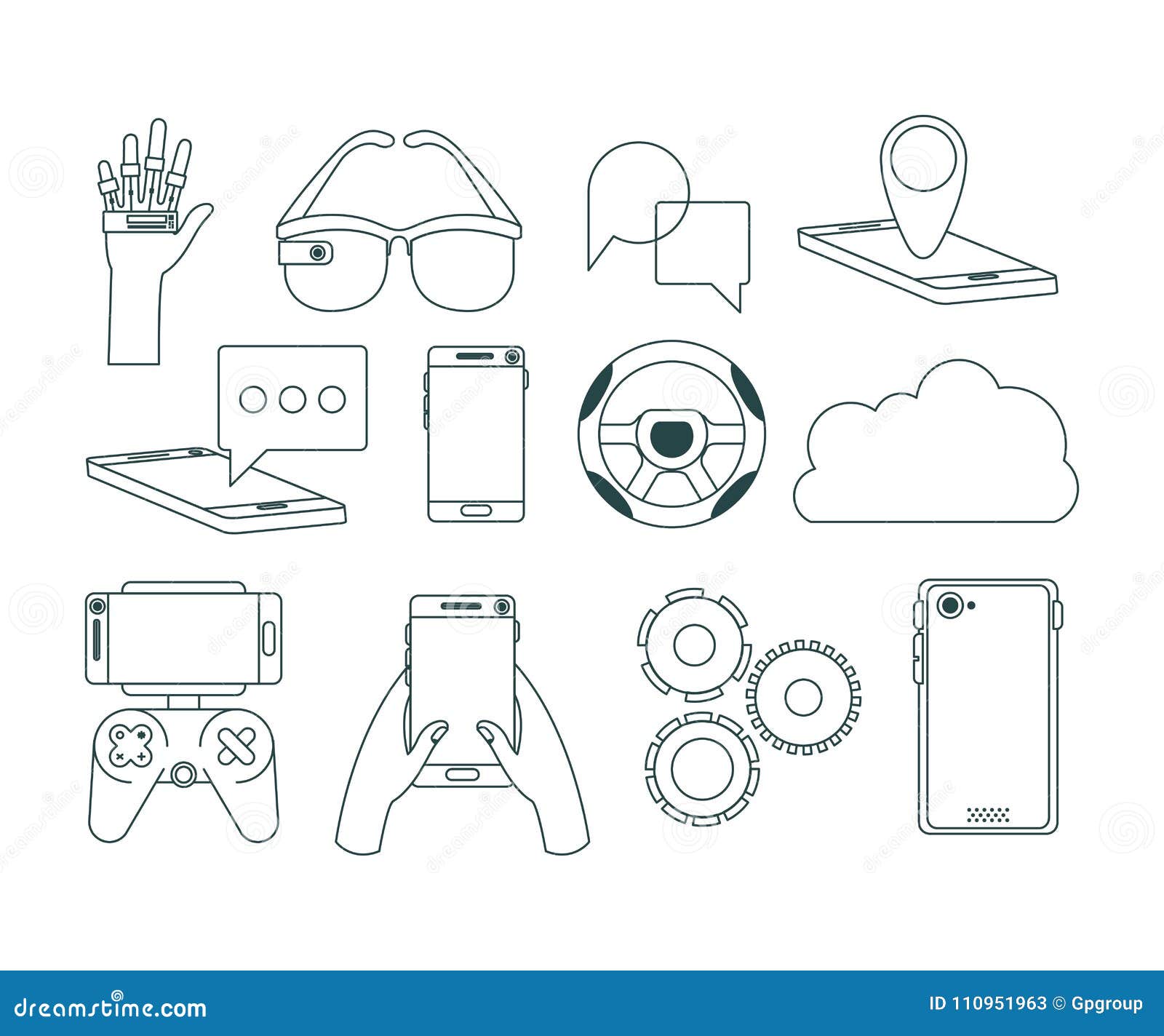 Virtual Reality Technology Set Icons Editorial Stock Photo ...