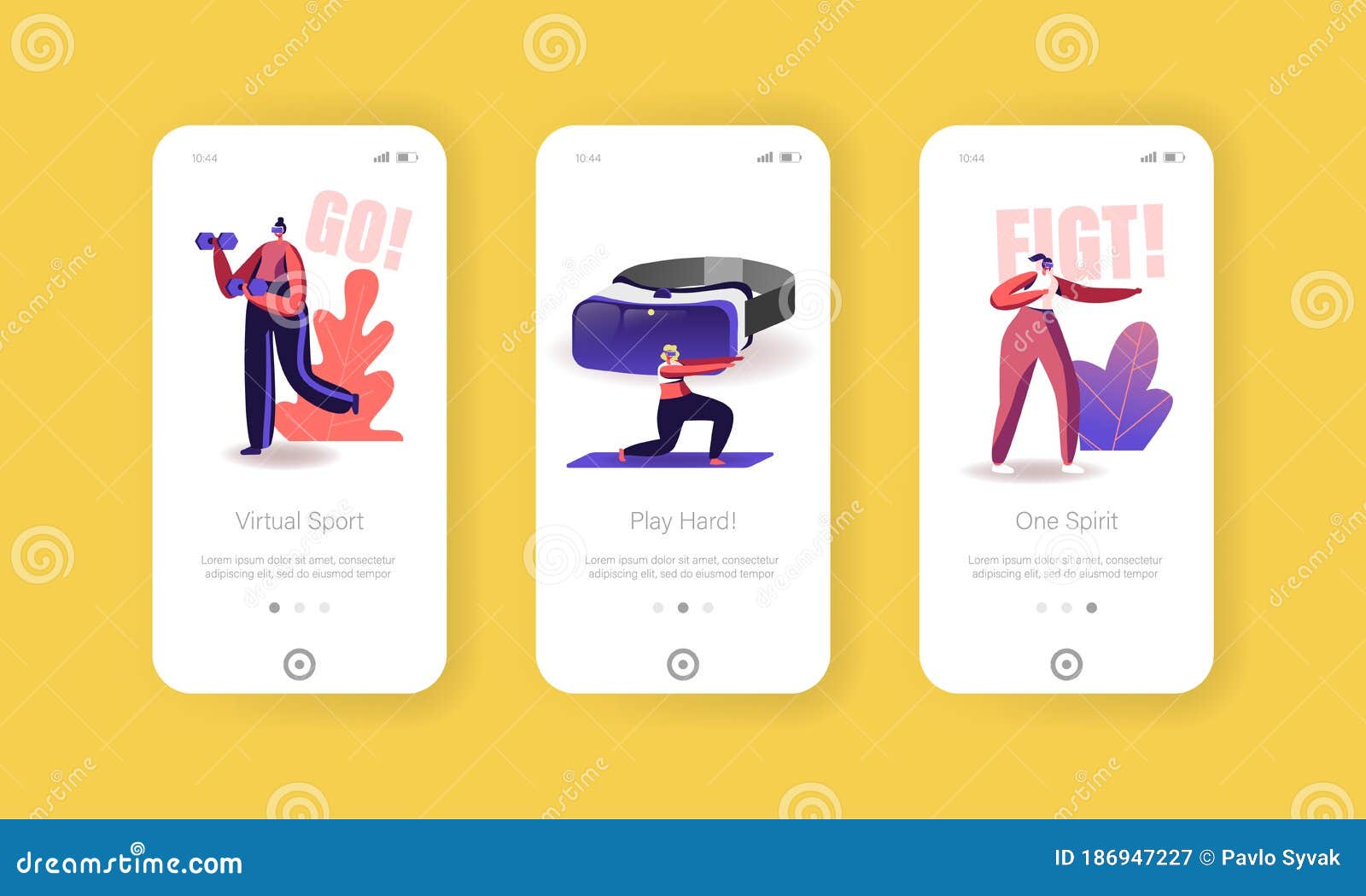 Virtual Reality Technology for Sports Workout Mobile App Page Onboard ...