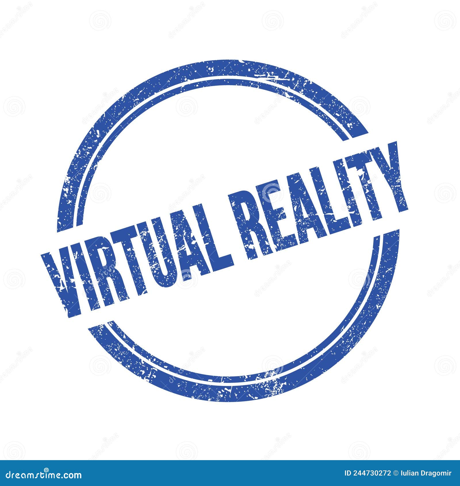 VIRTUAL REALITY Text Written on Blue Grungy Round Stamp Stock ...