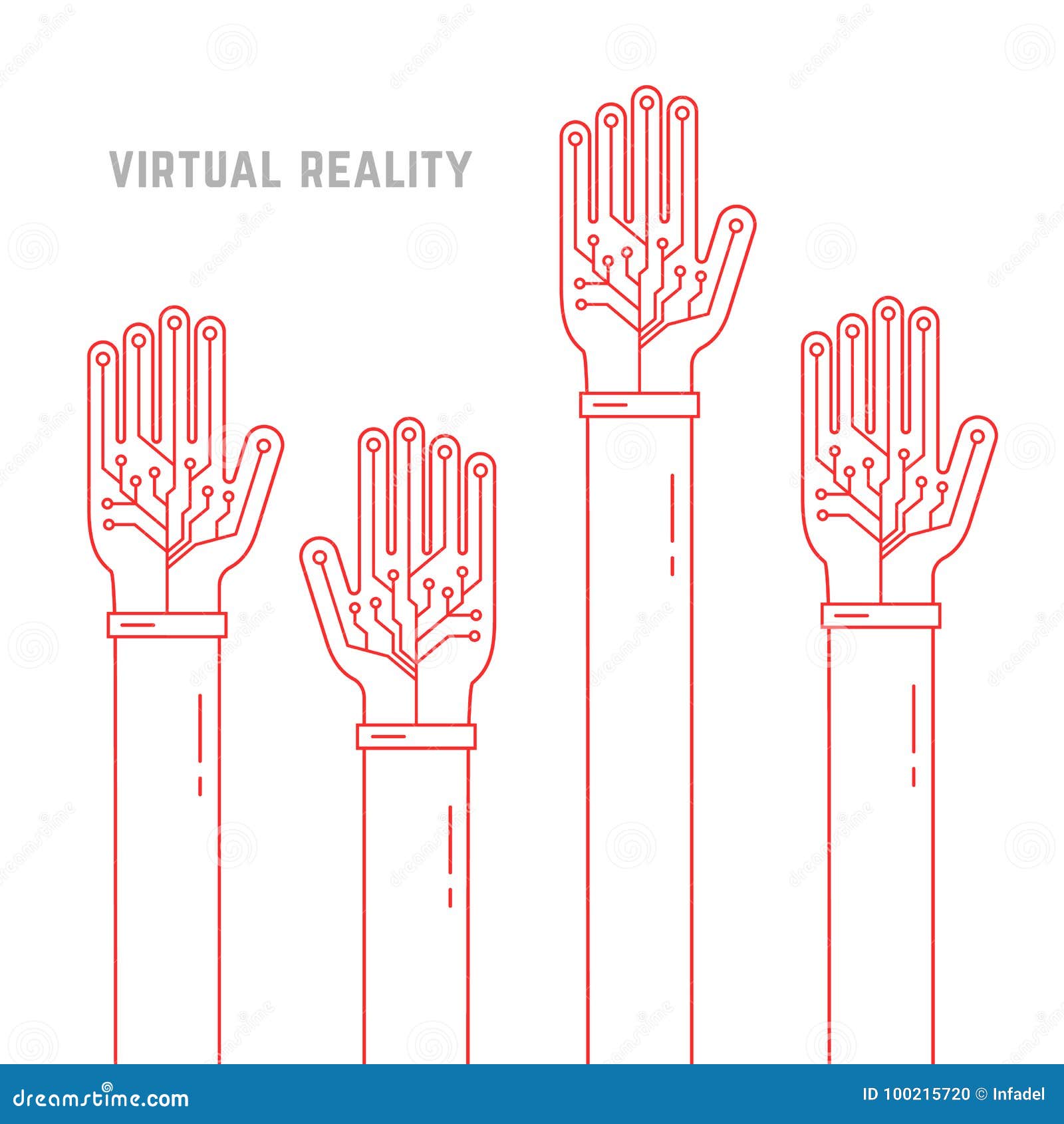 Virtual Reality with Thin Line Hands Up Stock Vector - Illustration of ... Virtual Reality with Thin Line Hands Up Stock Vector - Illustration of ...