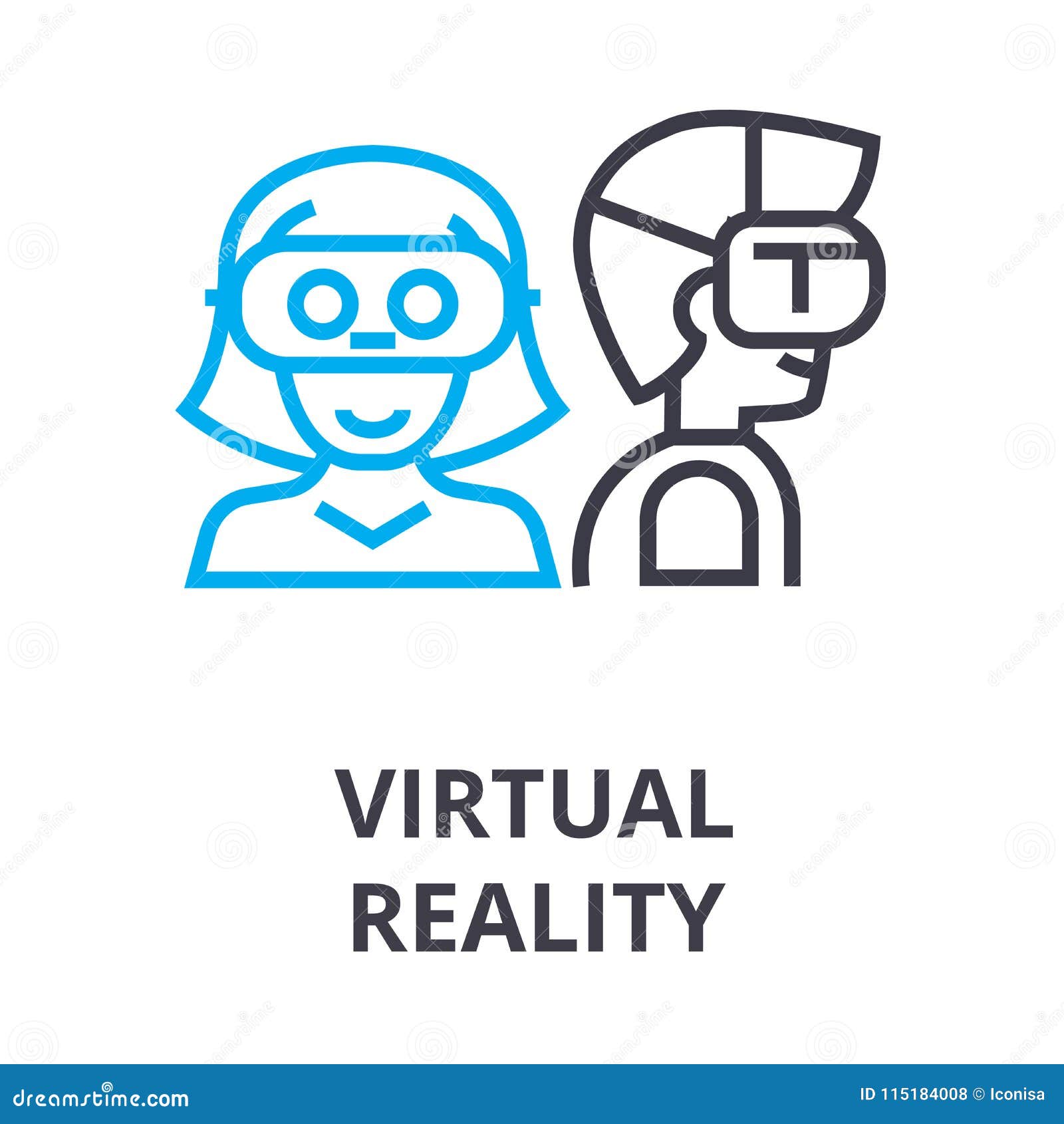 Virtual Reality Thin Line Icon, Sign, Symbol, Illustation, Linear ...