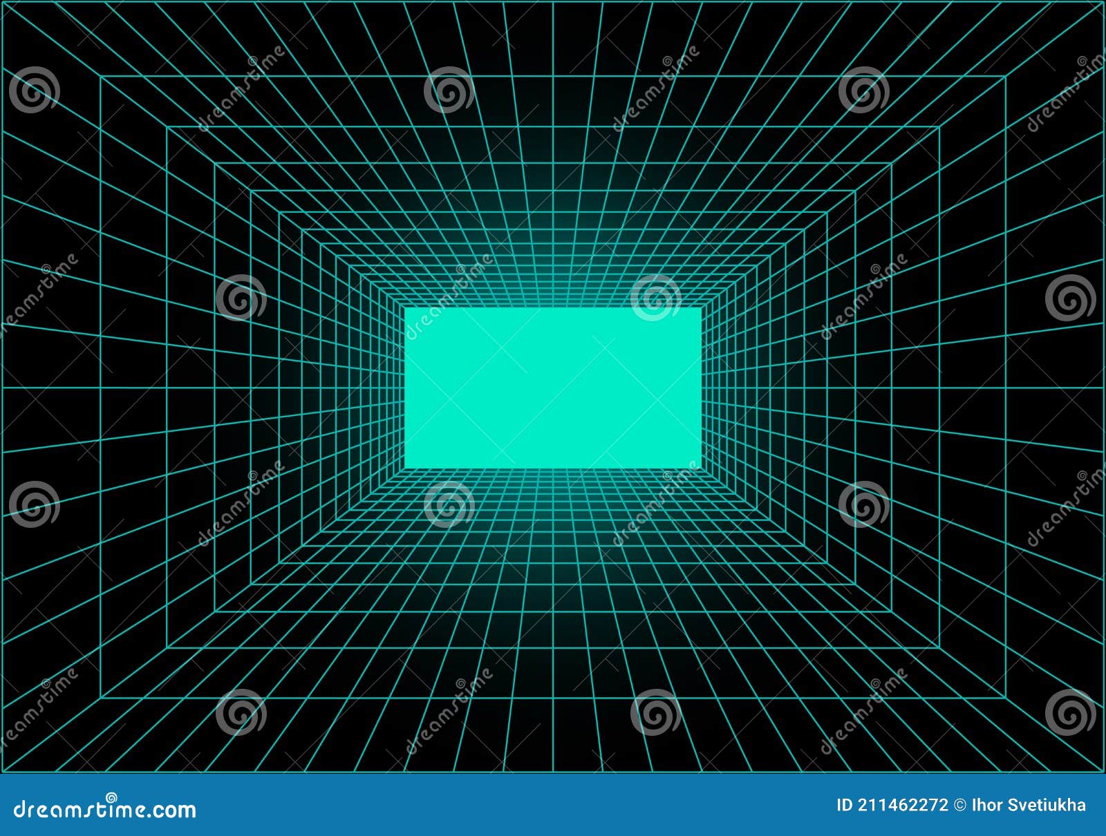 Virtual Reality Tunnel or Wormhole. Perspective Grid of Empty Tunnel ...