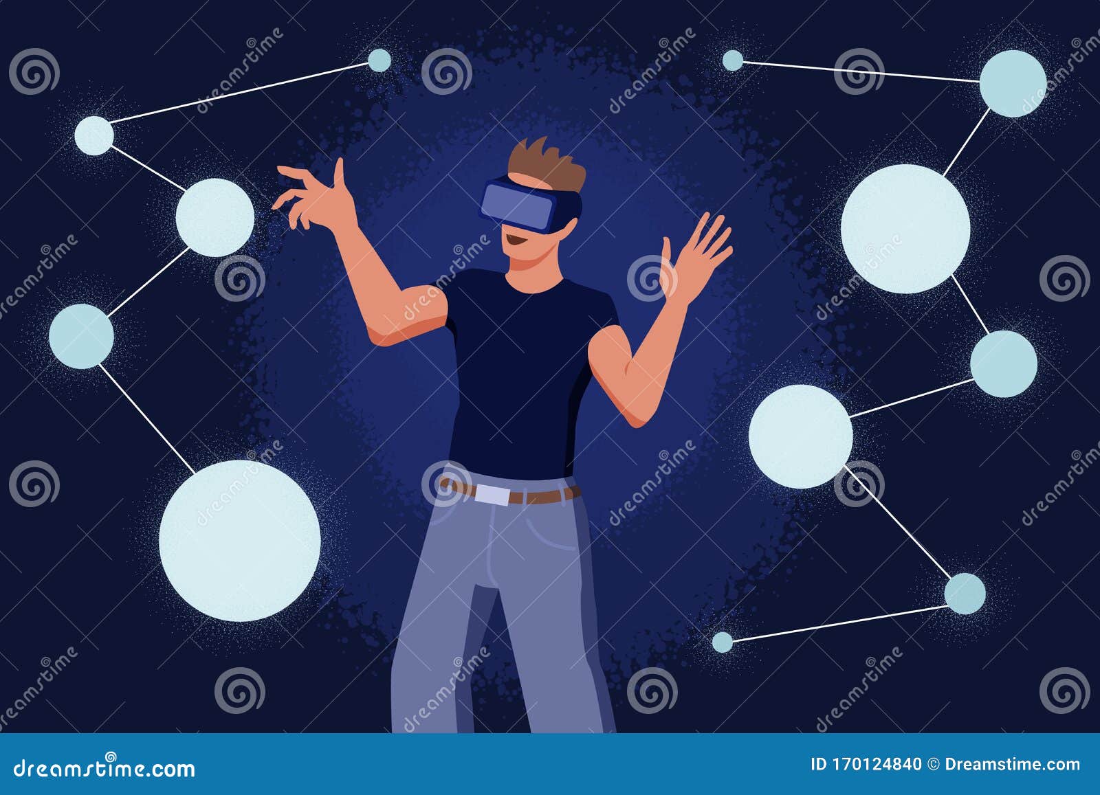 Virtual Reality User. VR Tech Illustration Stock Illustration ...