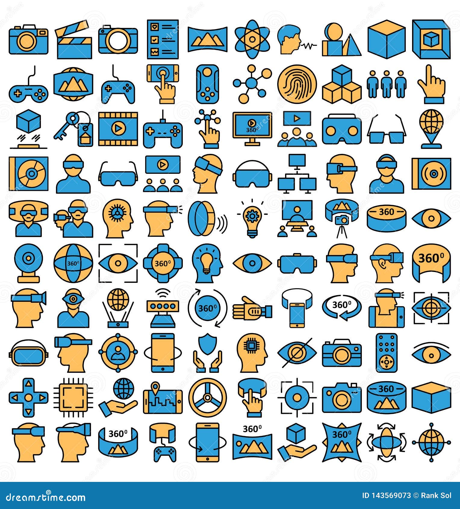 Virtual Reality Vector Icons Pack that Can Be Easily Modified or Edit ...