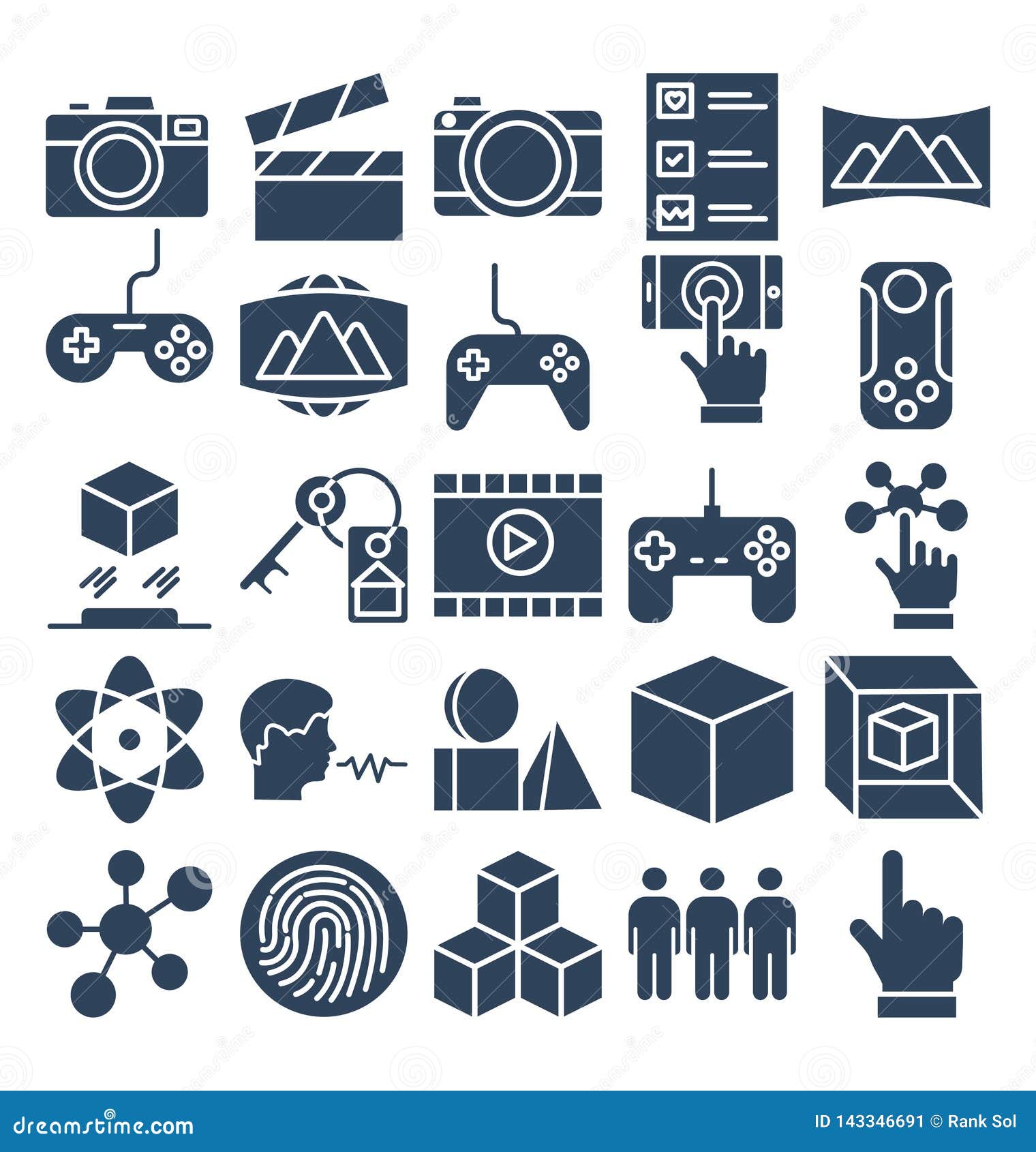 Virtual Reality Vector Icons Pack that Can Be Easily Modified or Edit ...