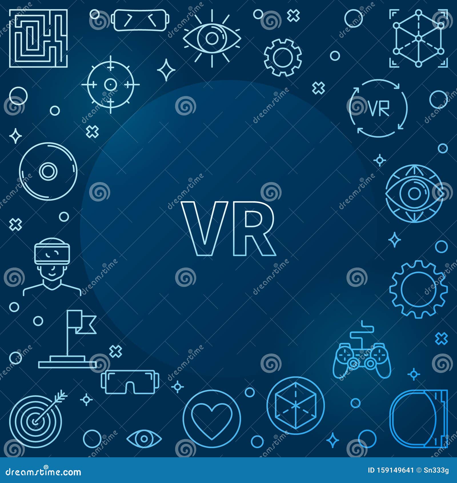 Virtual Reality or VR Concept Outline Blue Vector Frame Stock Vector ...