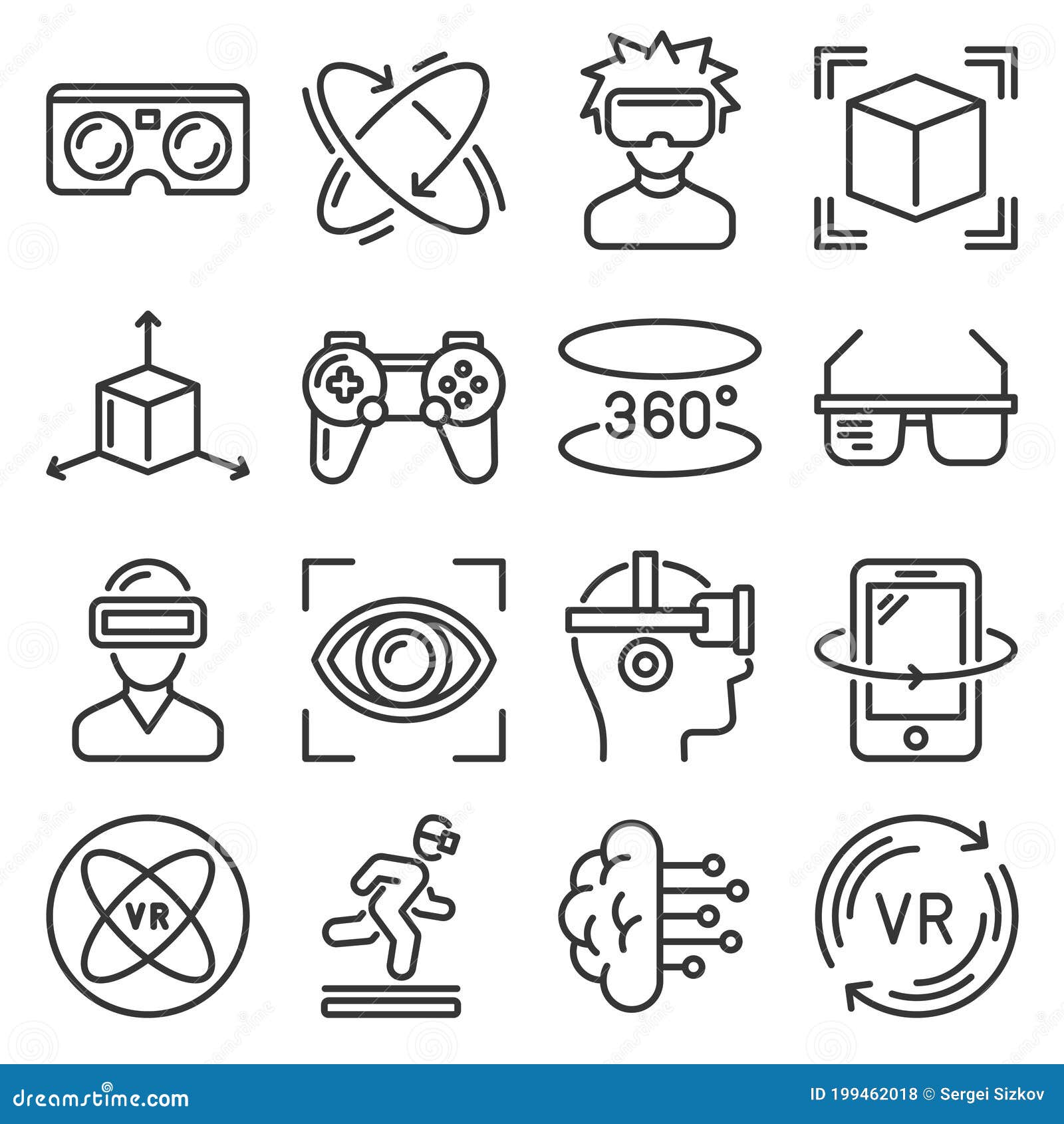 Virtual Reality and VR Gaming Icons Set. Vector Stock Vector ...