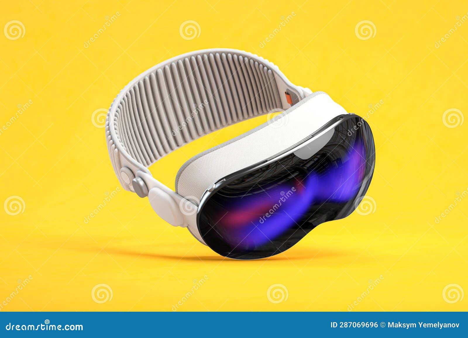Virtual Reality VR Headset on Yellow Background Stock Illustration ...