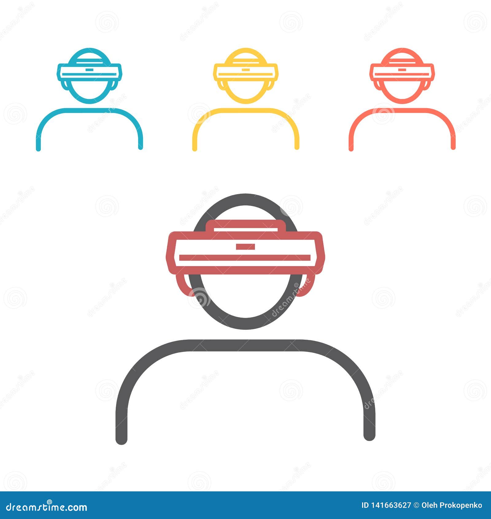 Virtual Reality VR. Line Icon. Vector Signs for Web Graphics. Stock ...