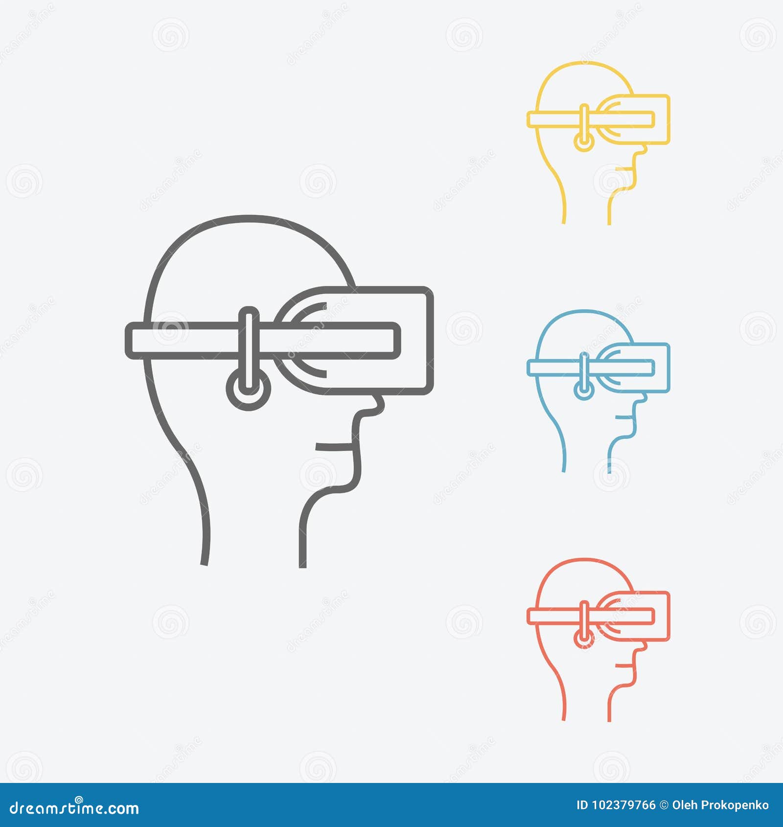 Virtual Reality VR . Line Icon Stock Vector - Illustration of line ...