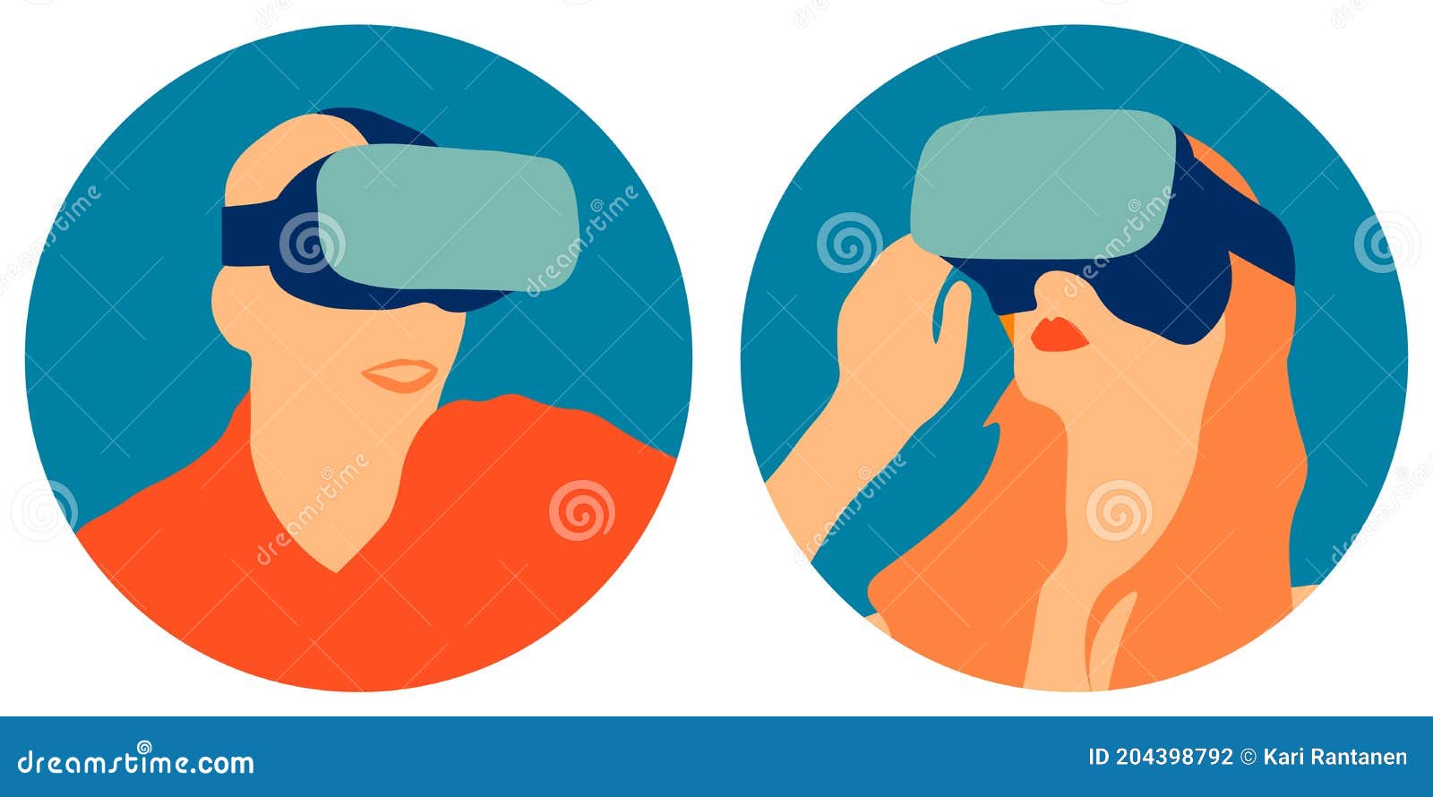 Virtual Reality VR Users Avatars Stock Vector - Illustration of avatar ...