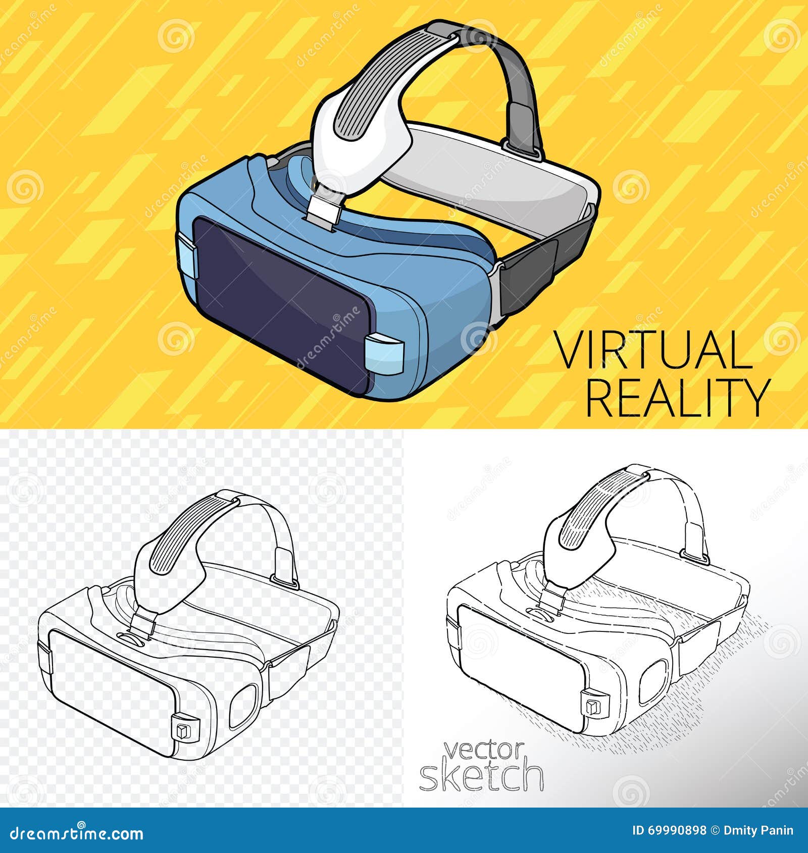 Virtual reality VR stock vector. Illustration of electronic - 69990898