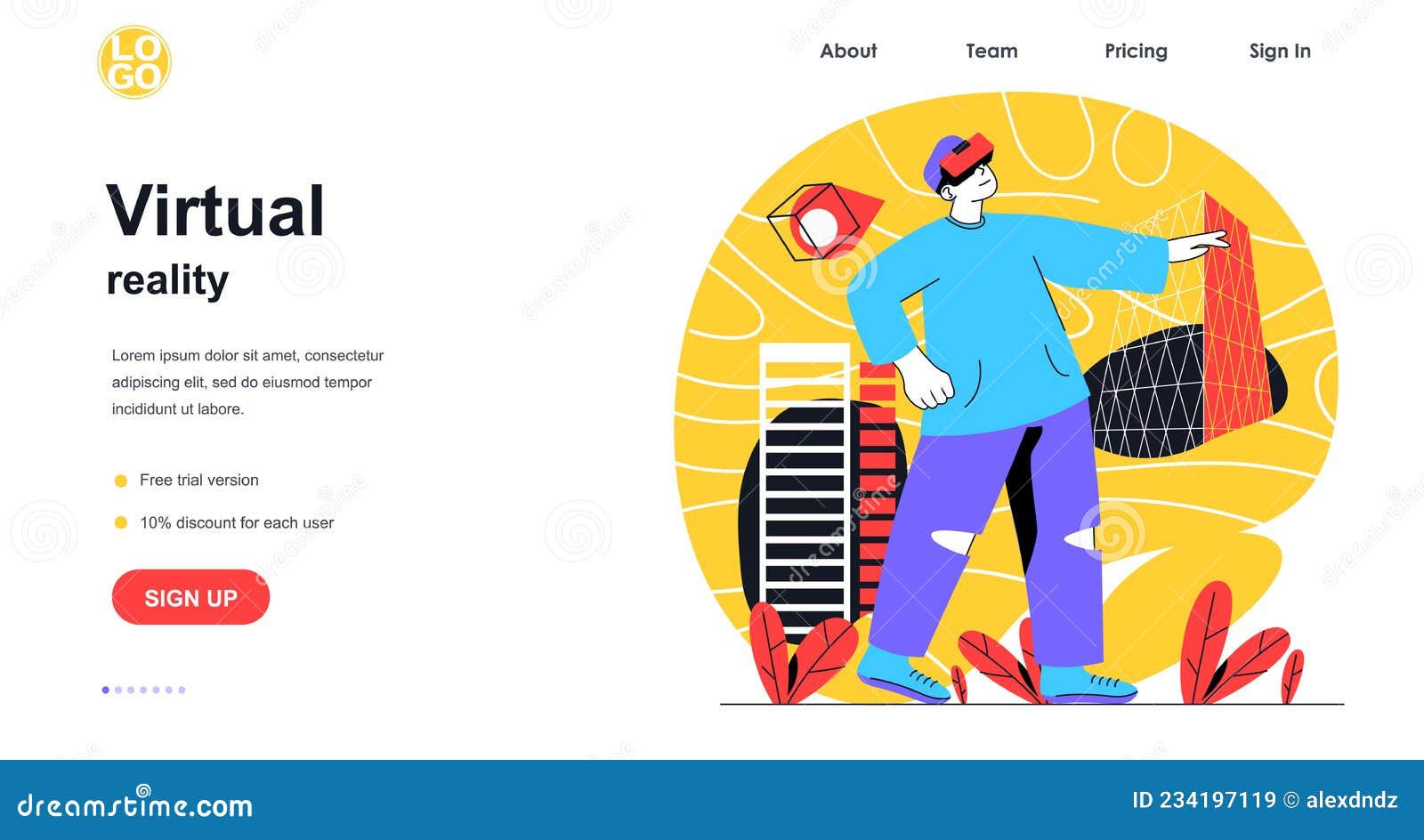 Virtual Reality Web Banner Concept. Stock Vector - Illustration of ...