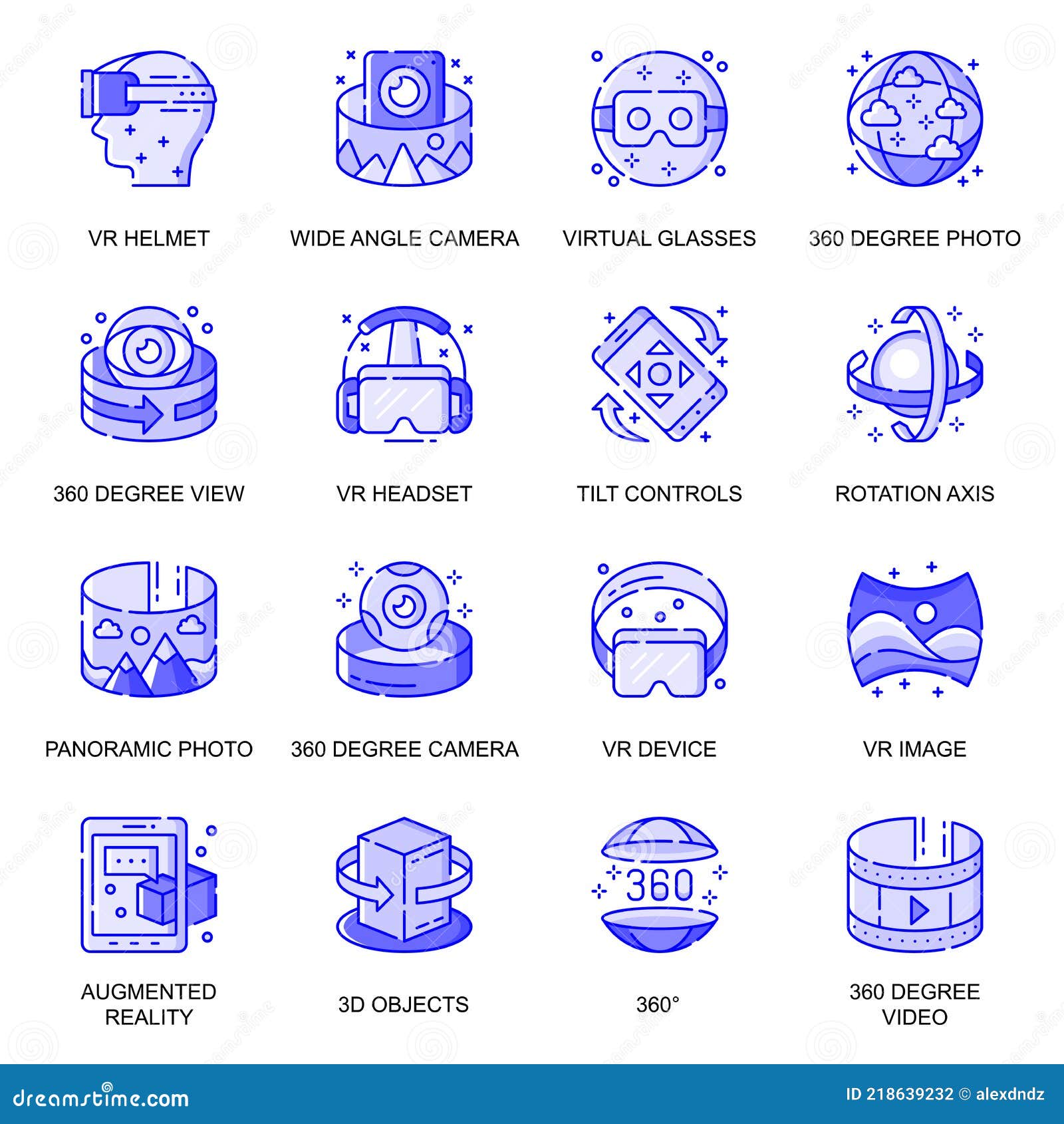 Virtual Reality Web Flat Line Icons Set. Pack Outline Pictogram Stock ...
