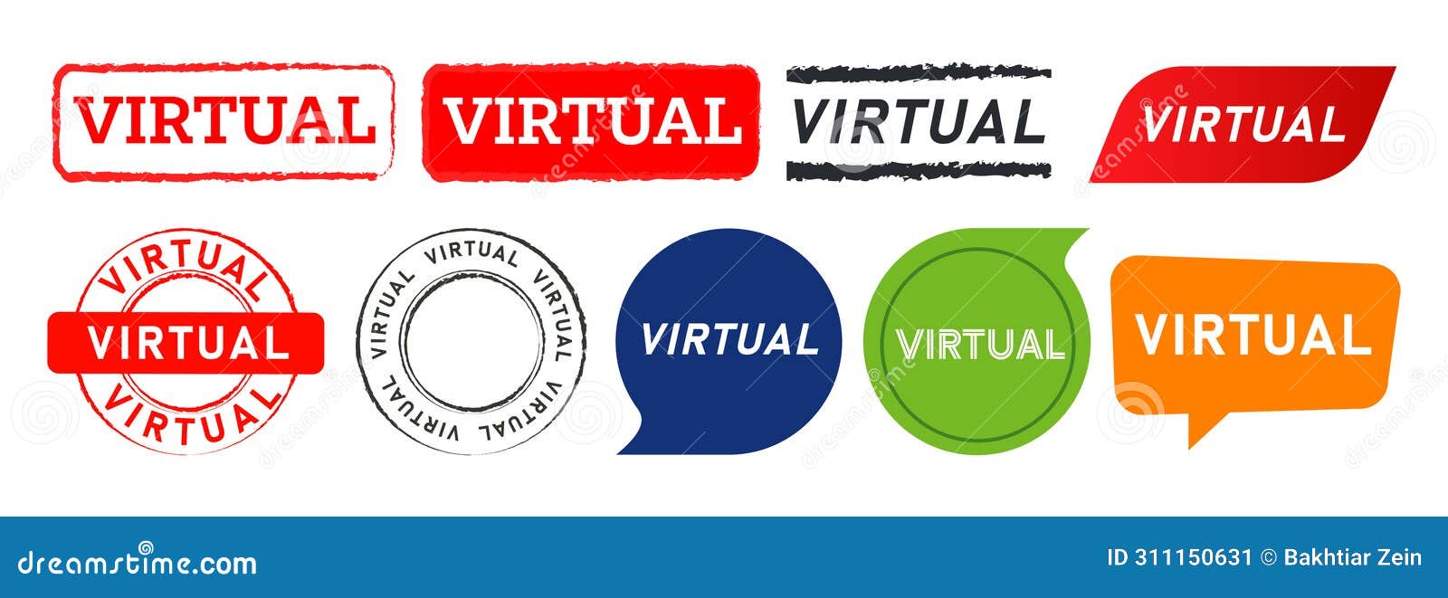 Virtual Rectangle Circle Stamp and Speech Bubble Label Sticker Sign ...