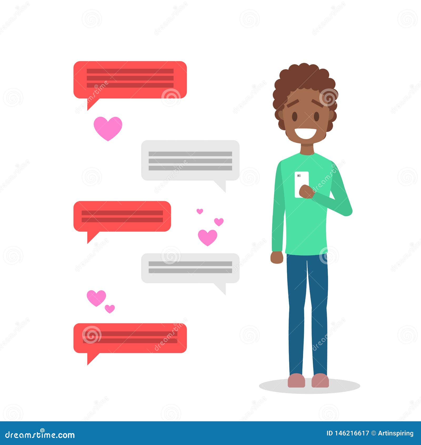 Virtual Relationship and Love Dialog. Communication between People ...