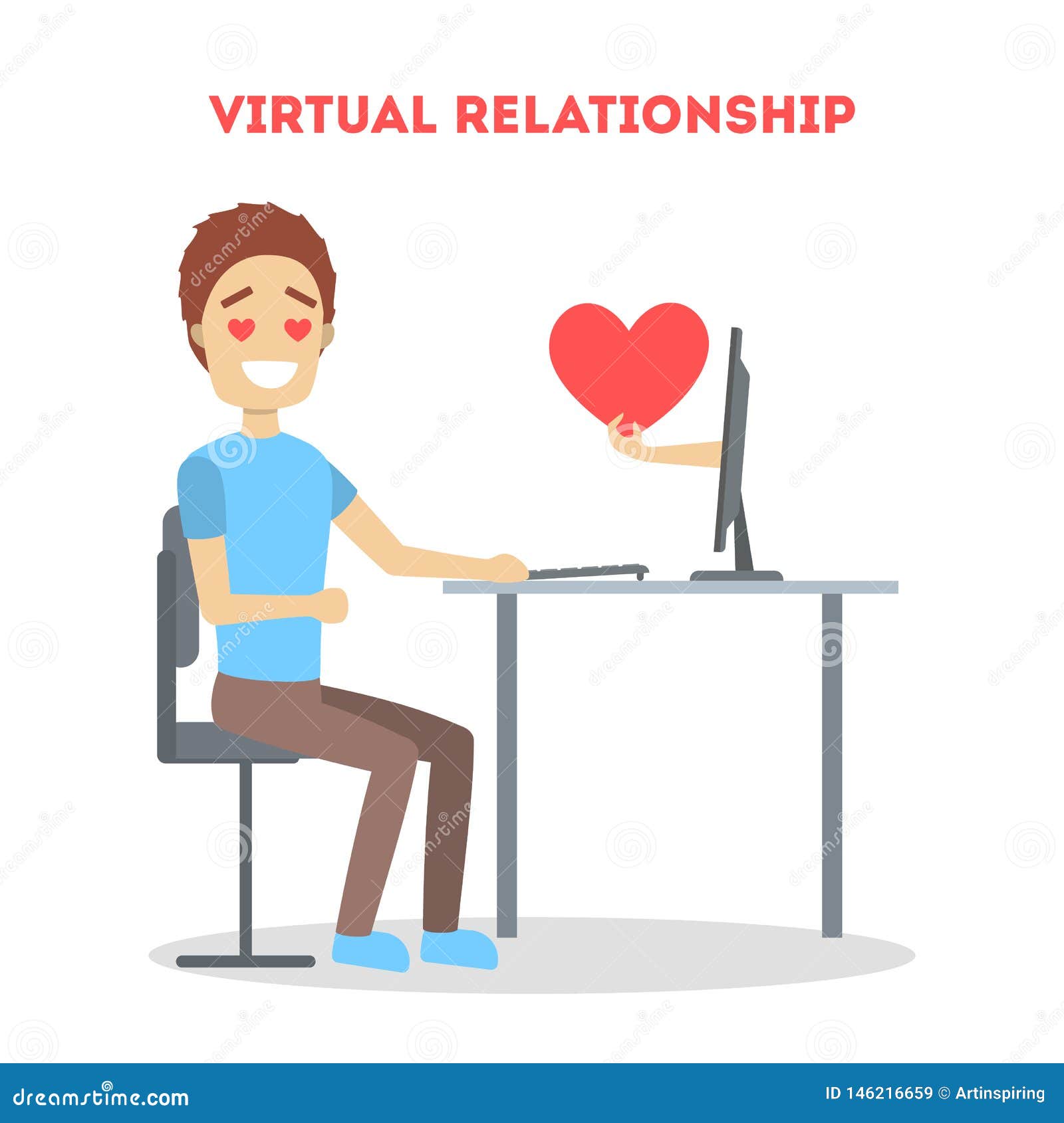 Virtual Relationship and Love Dialog. Communication between People ...