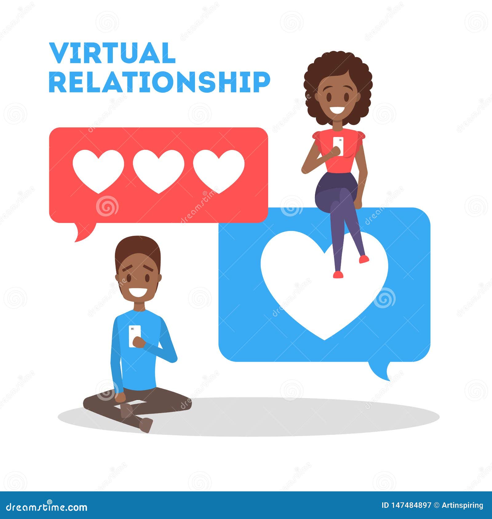 Virtual Relationship and Love Dialog. Communication between People ...