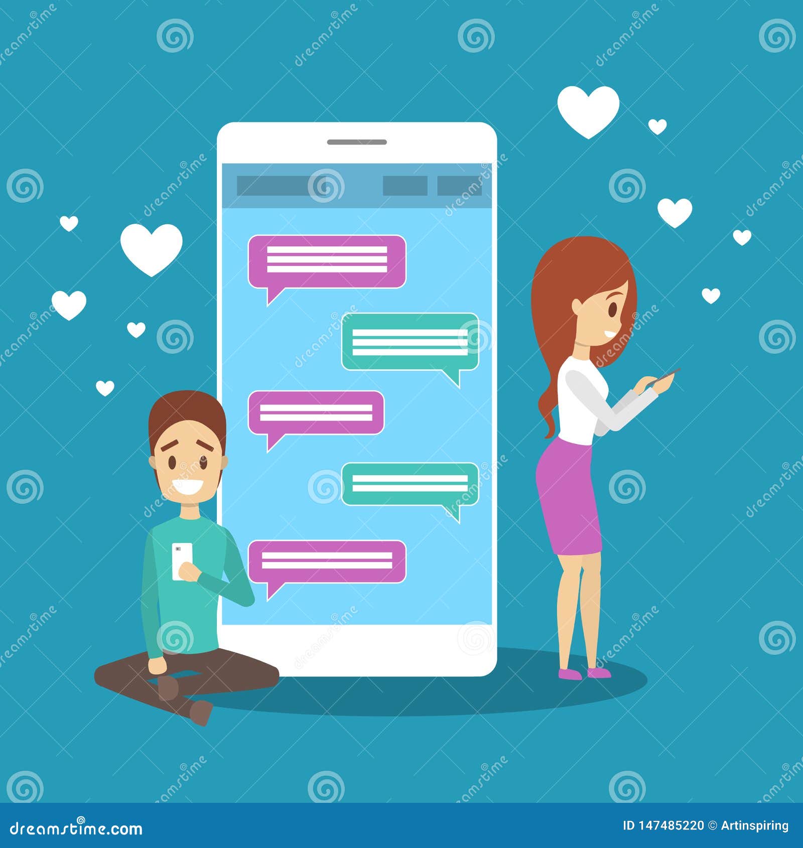 Virtual Relationship and Love Dialog. Communication between People ...