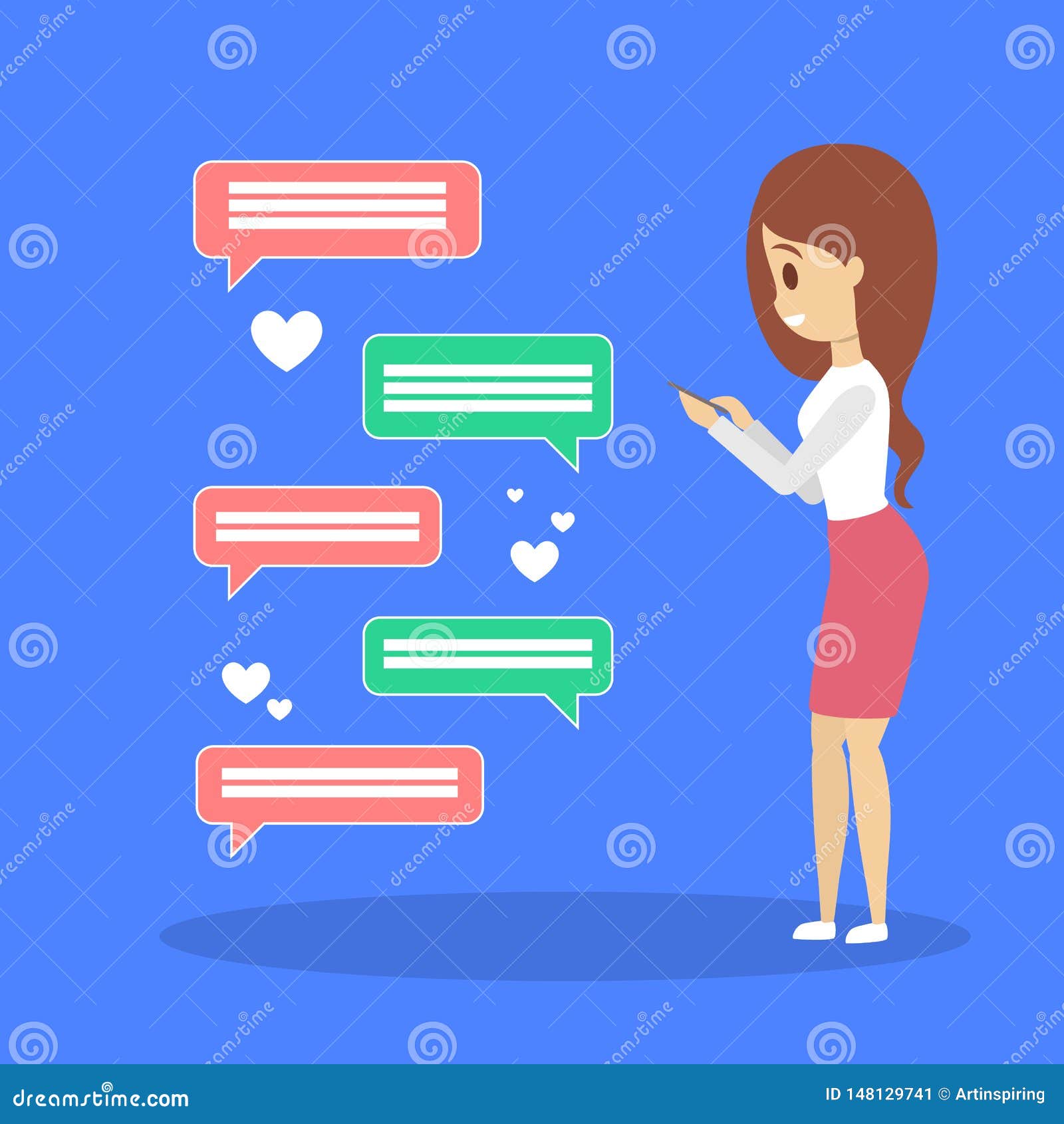 Virtual Relationship and Love Dialog. Communication between People ...