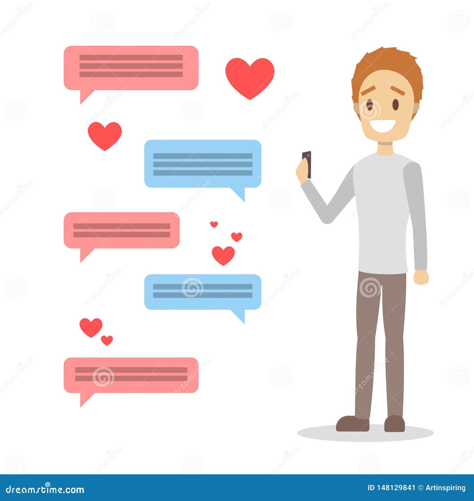 Virtual Relationship and Love Dialog. Communication between People ...