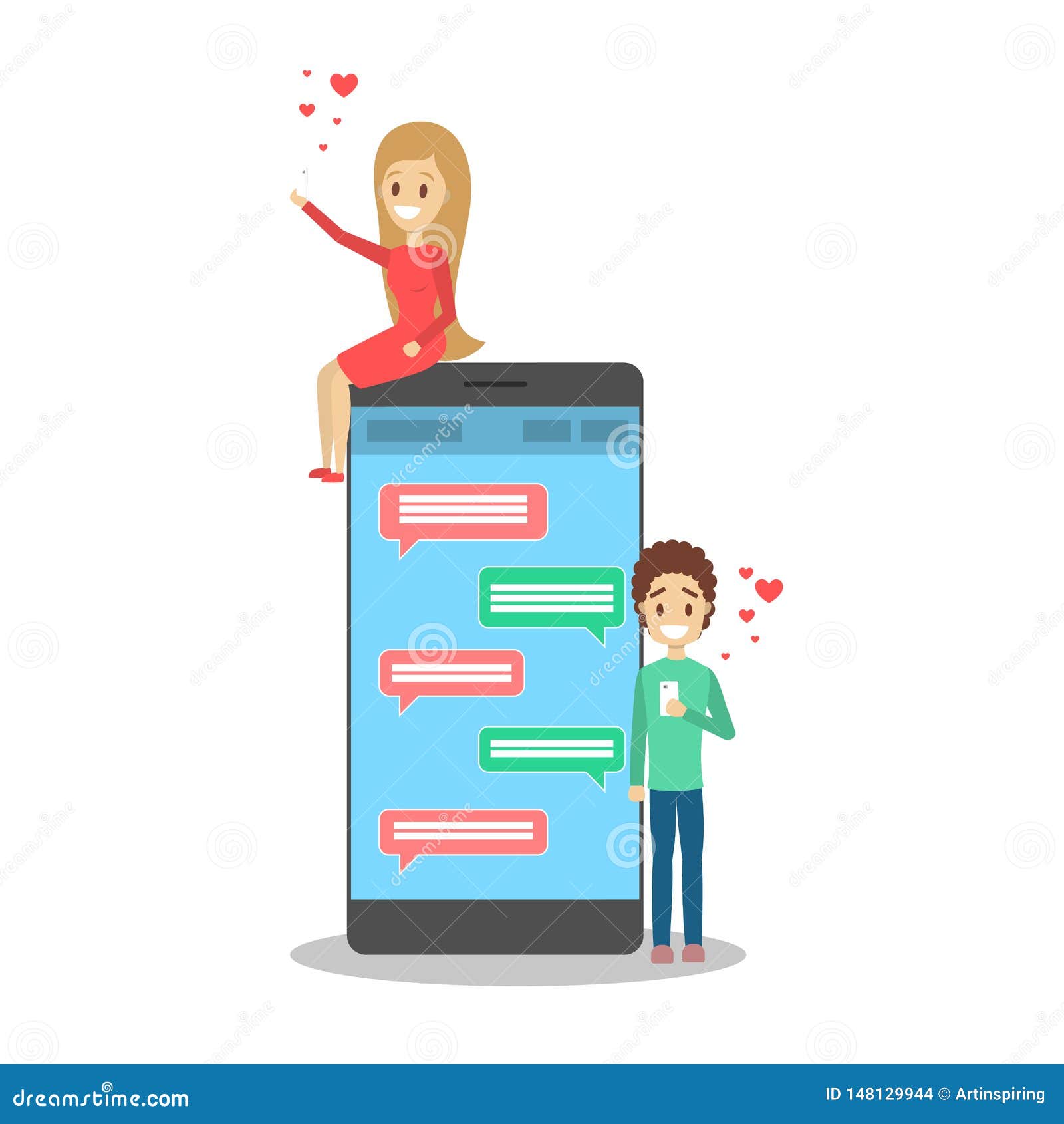 Virtual Relationship and Love Dialog. Communication between People ...