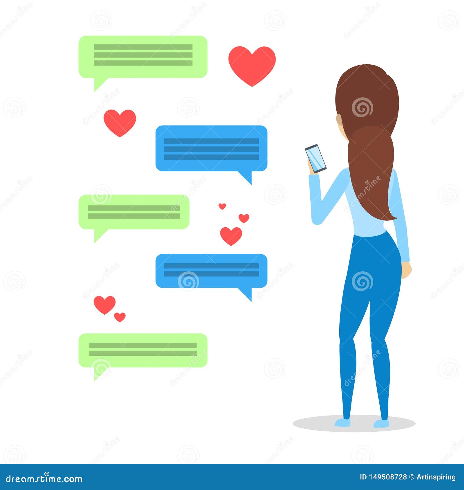 Virtual Relationship and Love Dialog. Communication between People ...