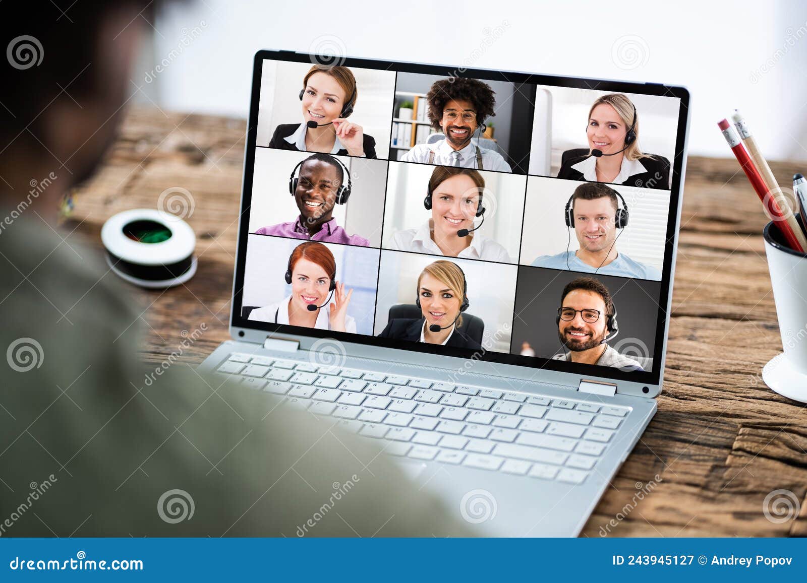 Virtual Remote Video Conference Cal Stock Image - Image of meet ...