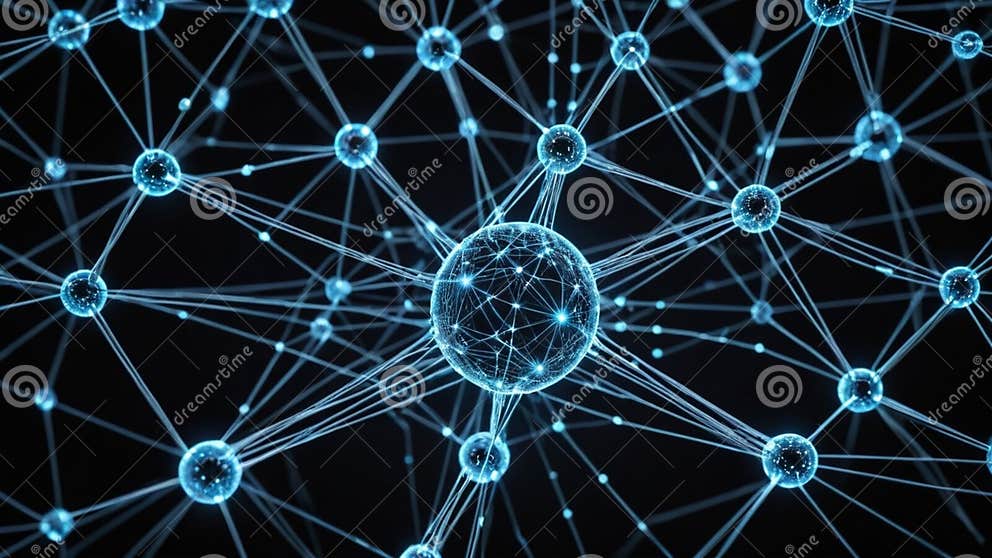 A Virtual Representation of a Digital Network, with Glowing Nodes and ...