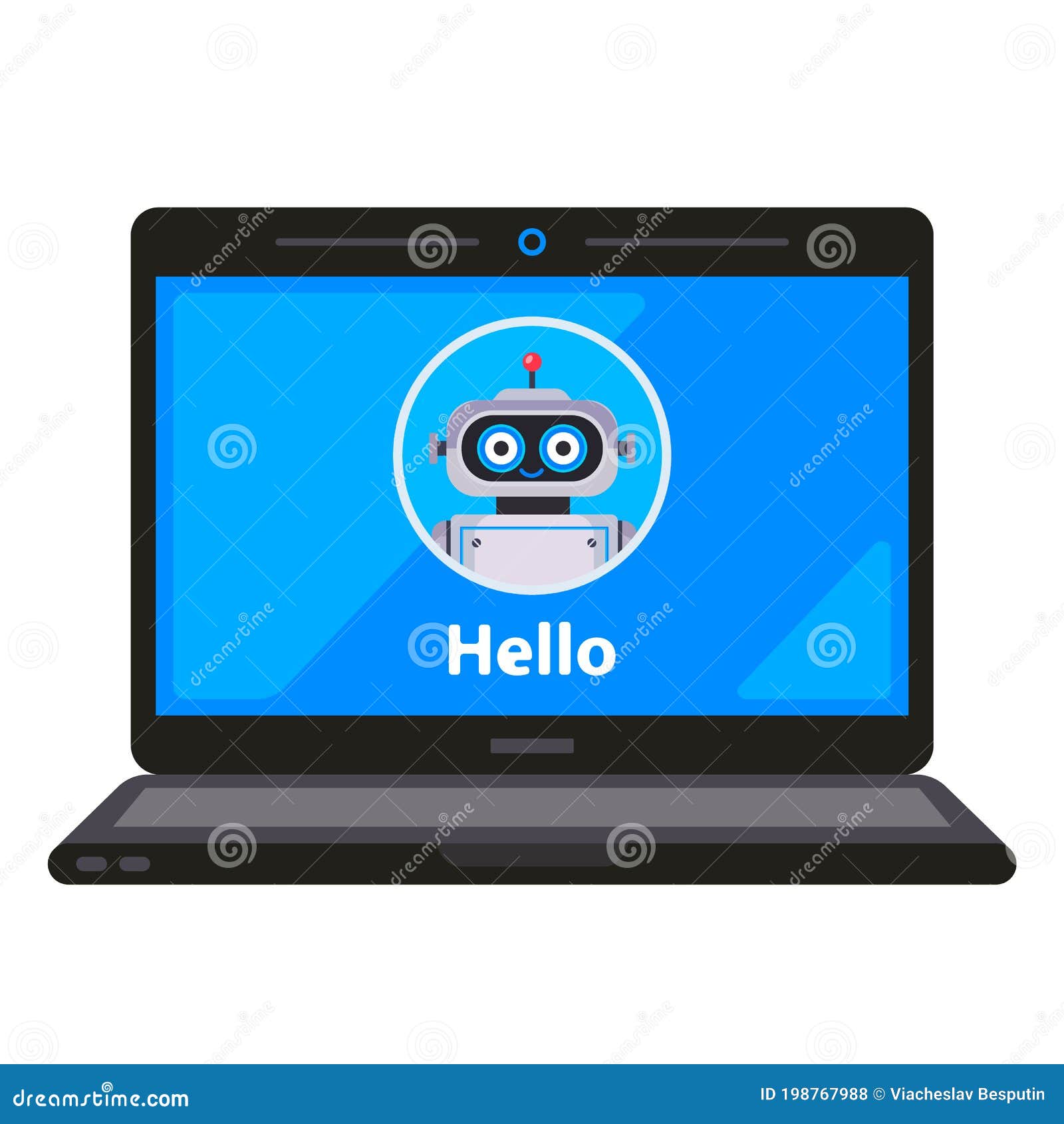 Virtual Robot Assistant on a Laptop Monitor. Stock Vector ... Virtual Robot Assistant on a Laptop Monitor. Stock Vector ...