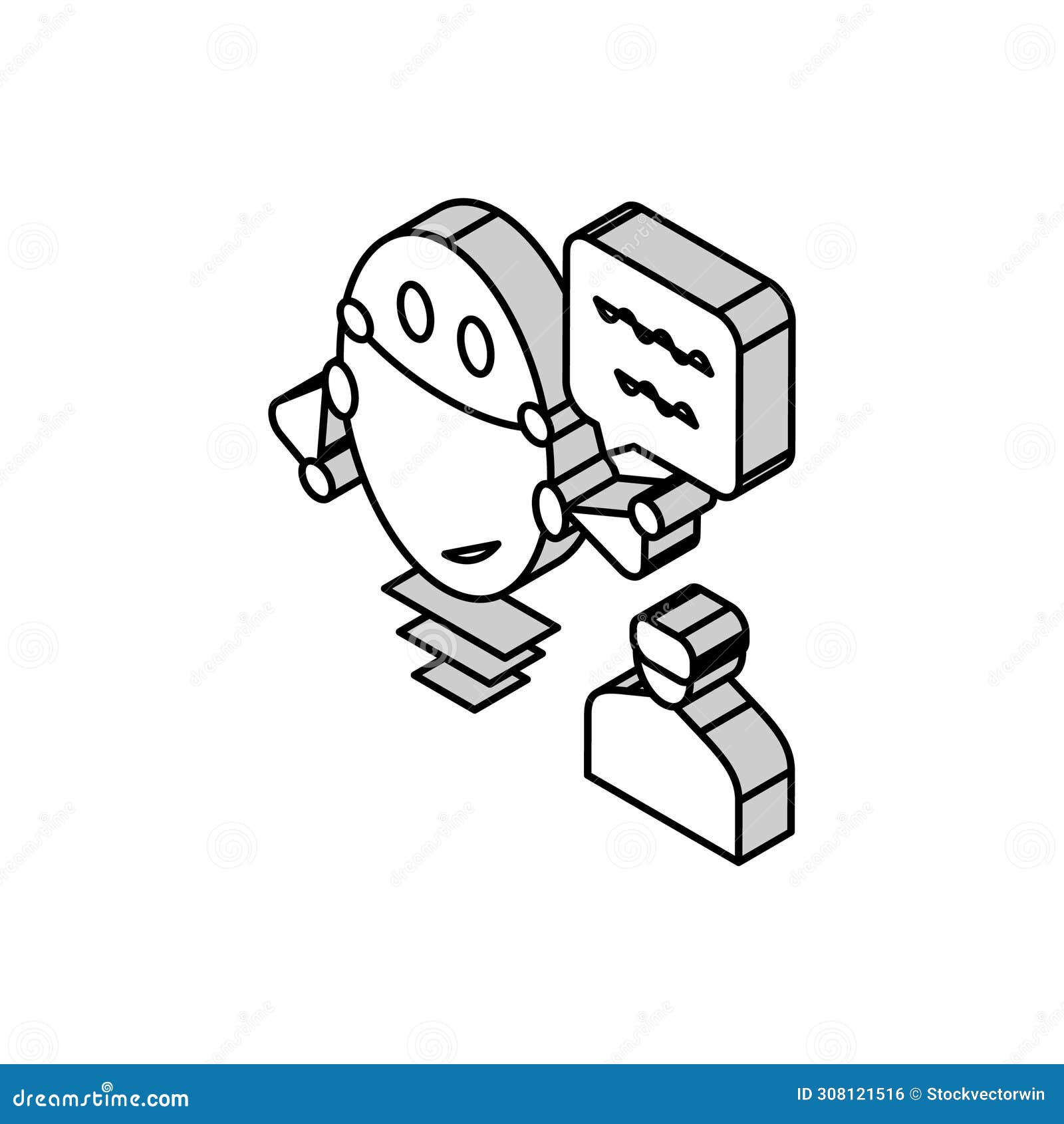 Virtual Robot Isometric Icon Vector Illustration Stock Illustration ...