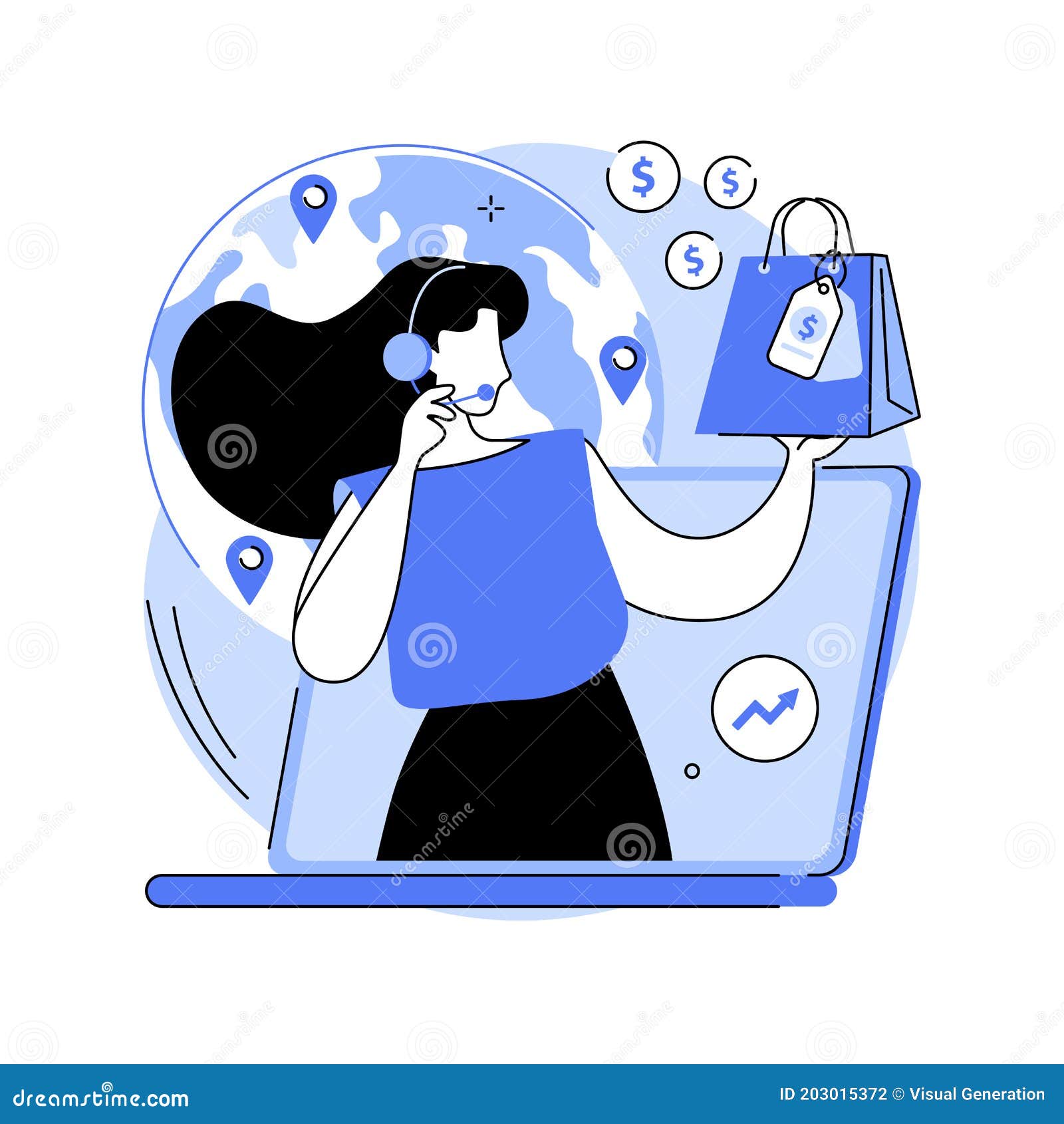 Virtual Sales Abstract Concept Vector Illustration. Stock Vector ...