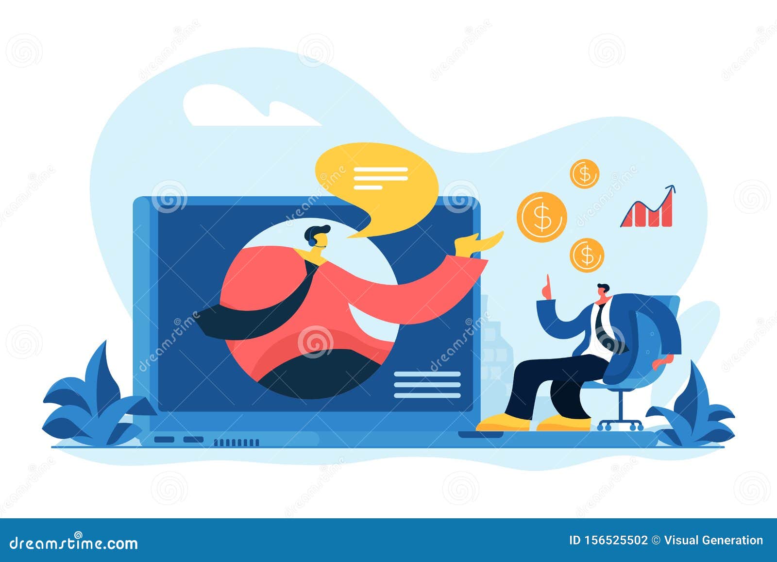 Virtual Sales Concept Vector Illustration. Stock Vector - Illustration ...