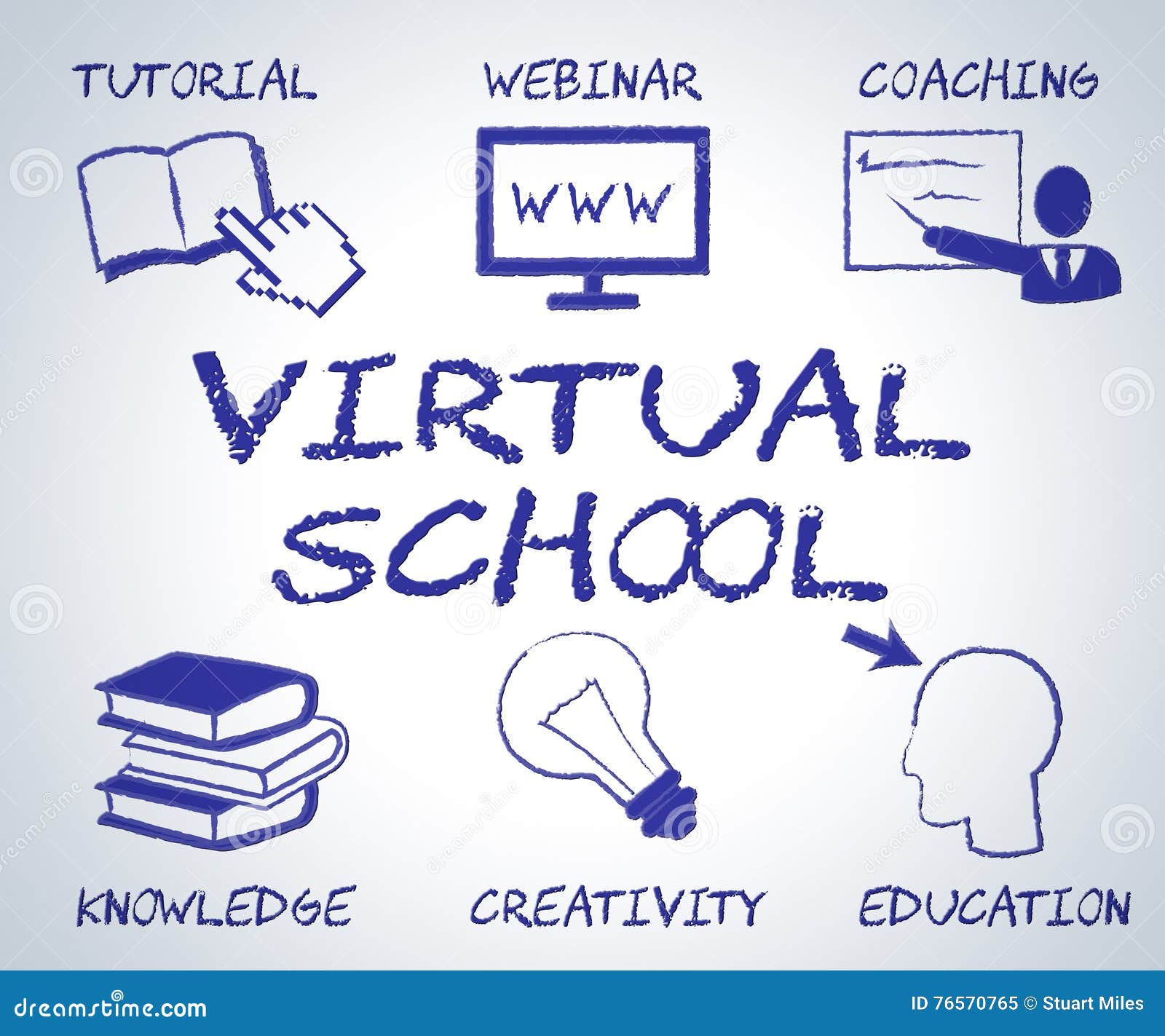 Virtual School Indicates Web Site and Education Stock Illustration ...