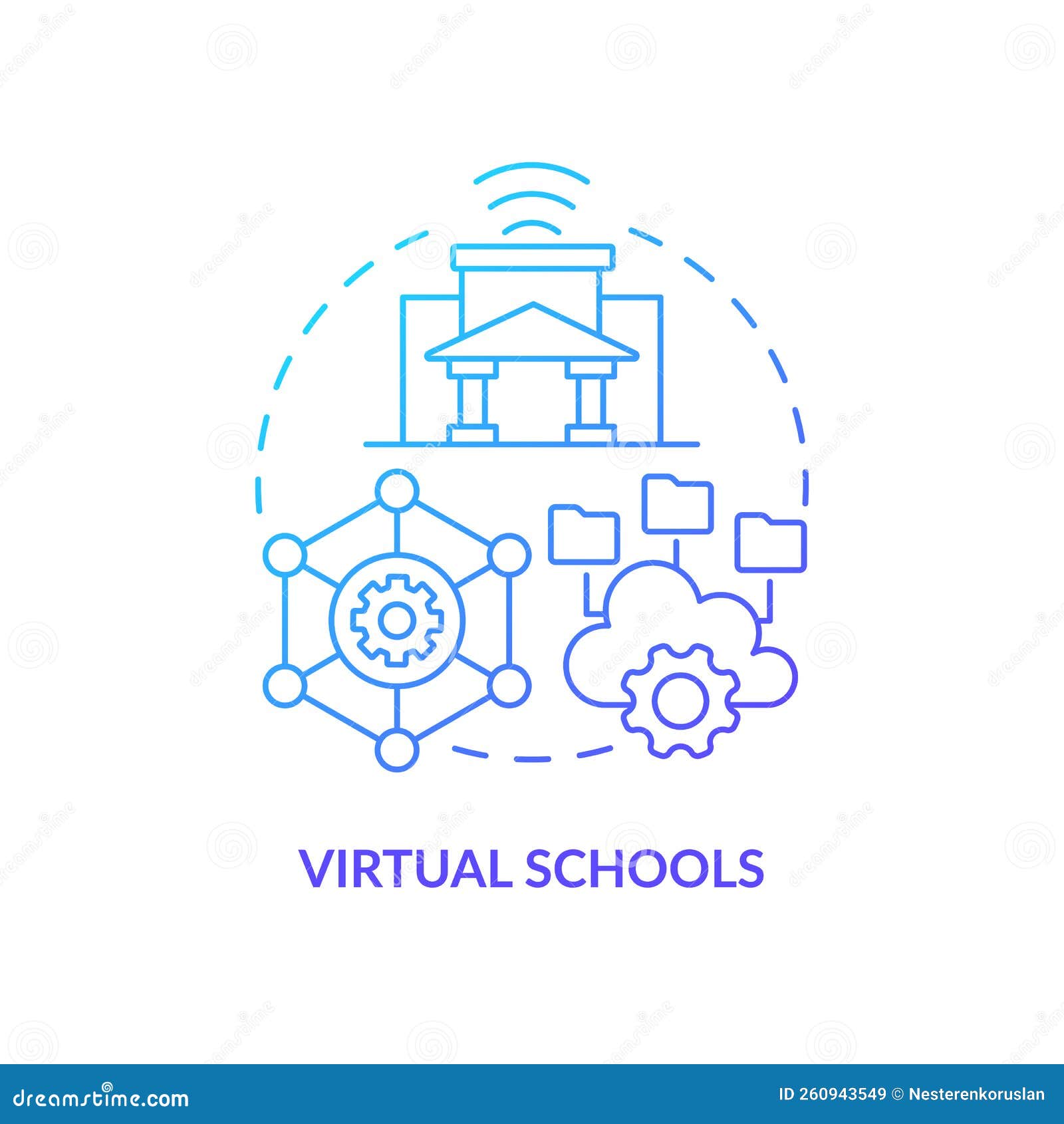 Virtual Schools Blue Gradient Concept Icon Stock Vector - Illustration ...