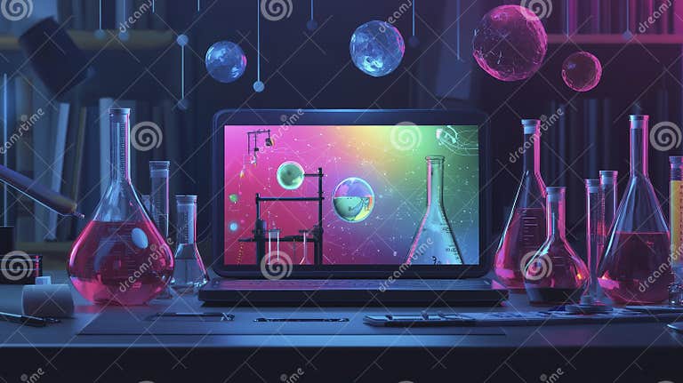 Virtual Science Experiment Simulation on a Laptop Surrounded by Lab ...