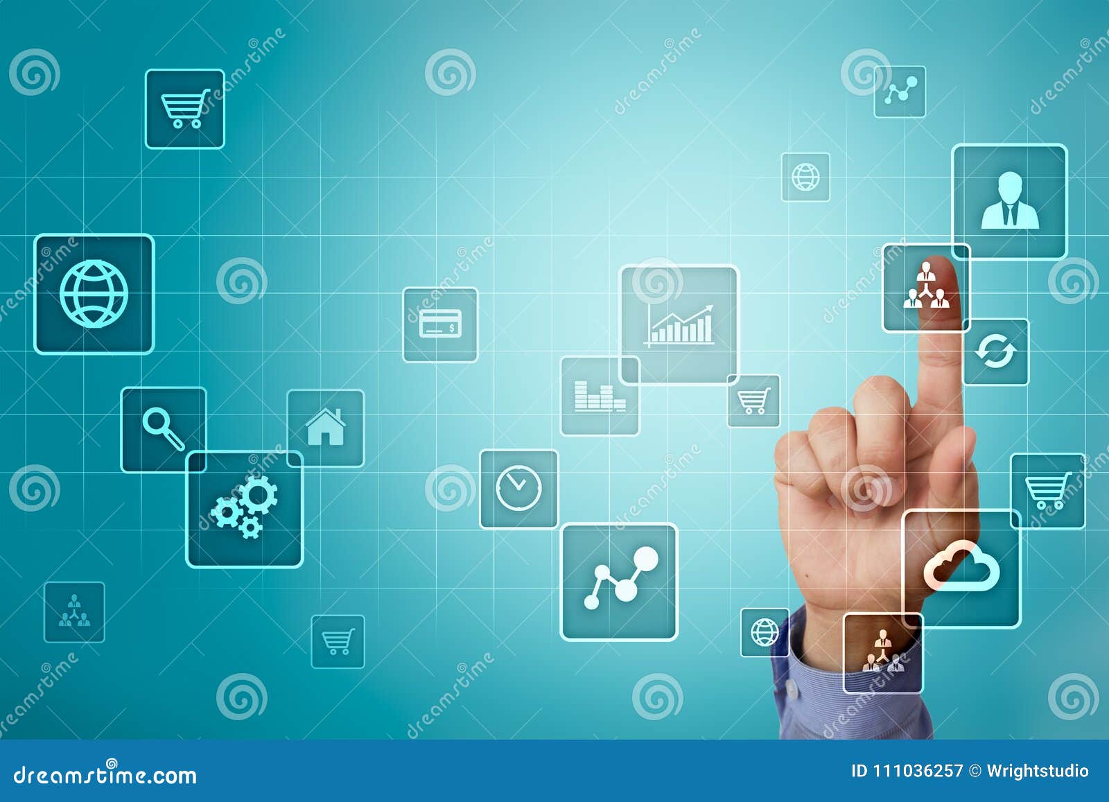Virtual Screen Interface with Applications Icons. APPS. Strategy ...