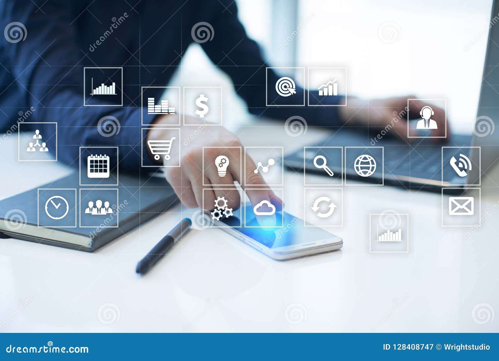Virtual Screen Interface with Applications Icons. APPS. Strategy ...