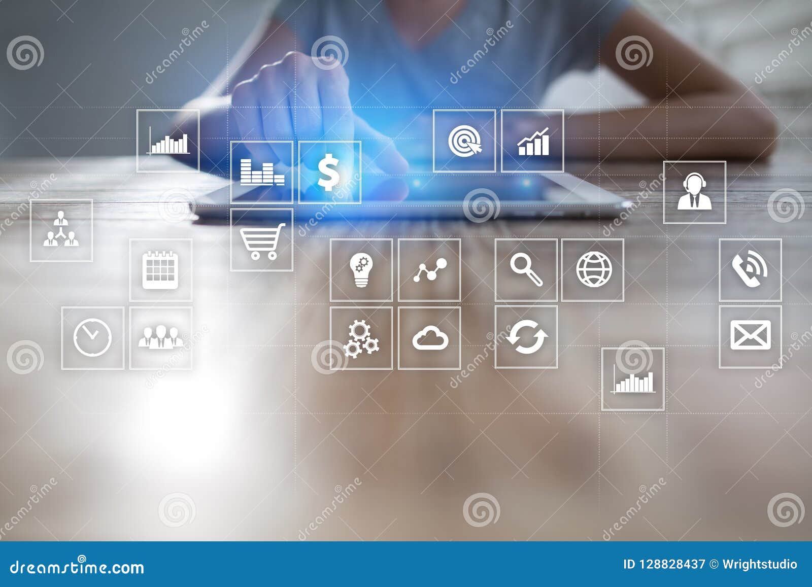 Virtual Screen Interface with Applications Icons. APPS. Strategy ...