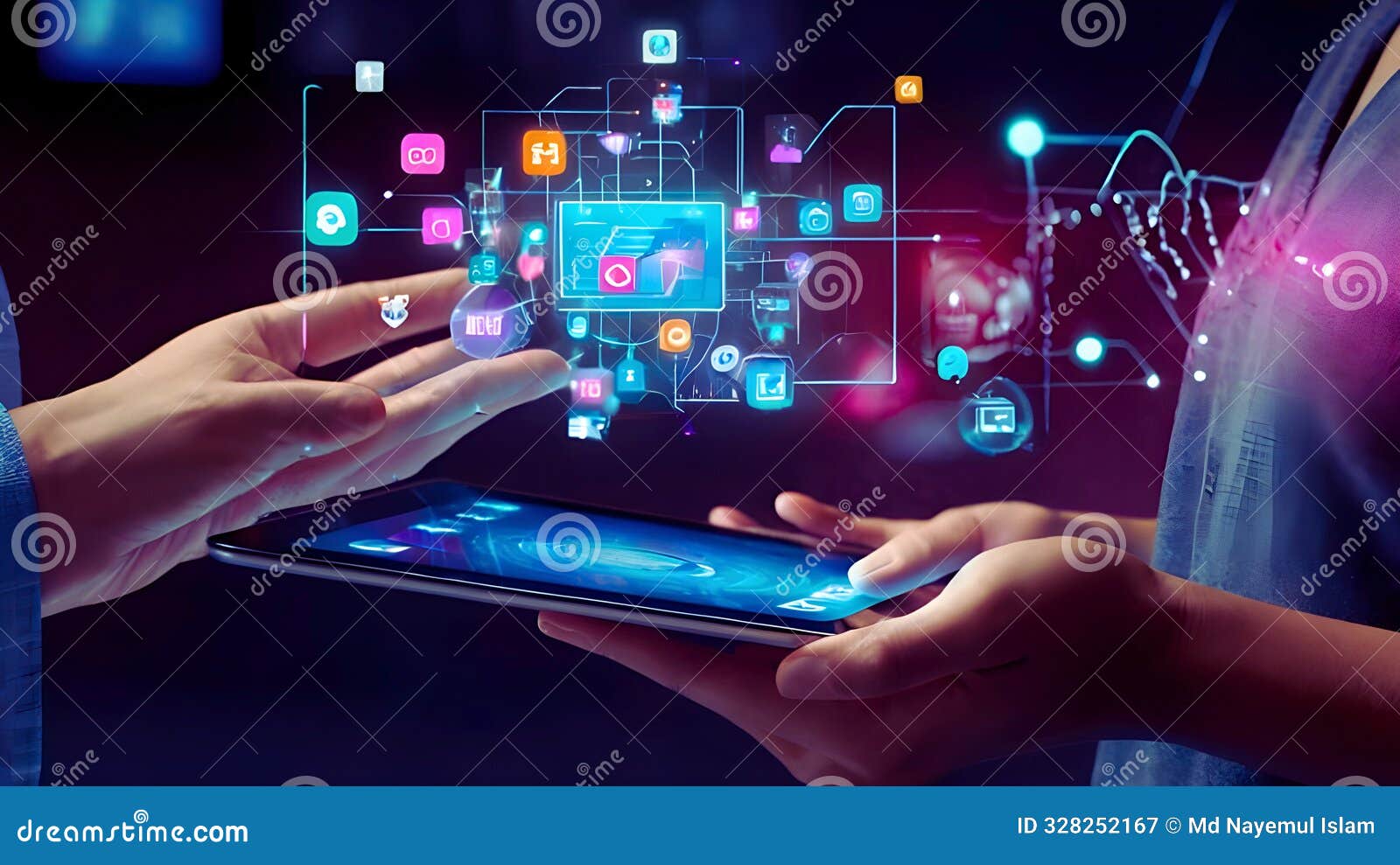 Virtual Screen Interface with Applications Icons. APPS. Strategy ...