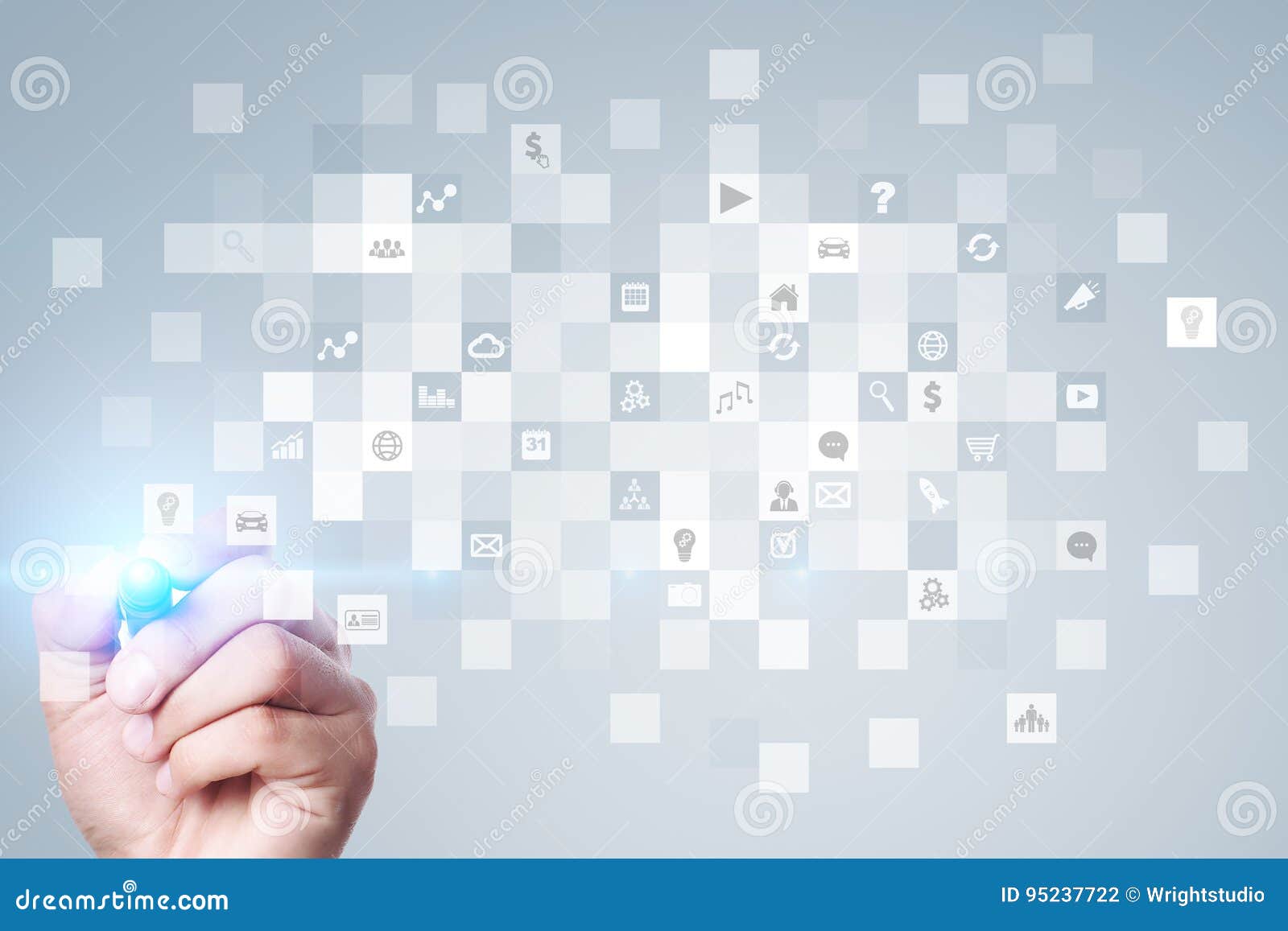 Virtual Screen Interface with Applications Icons. APPS. Technology ...