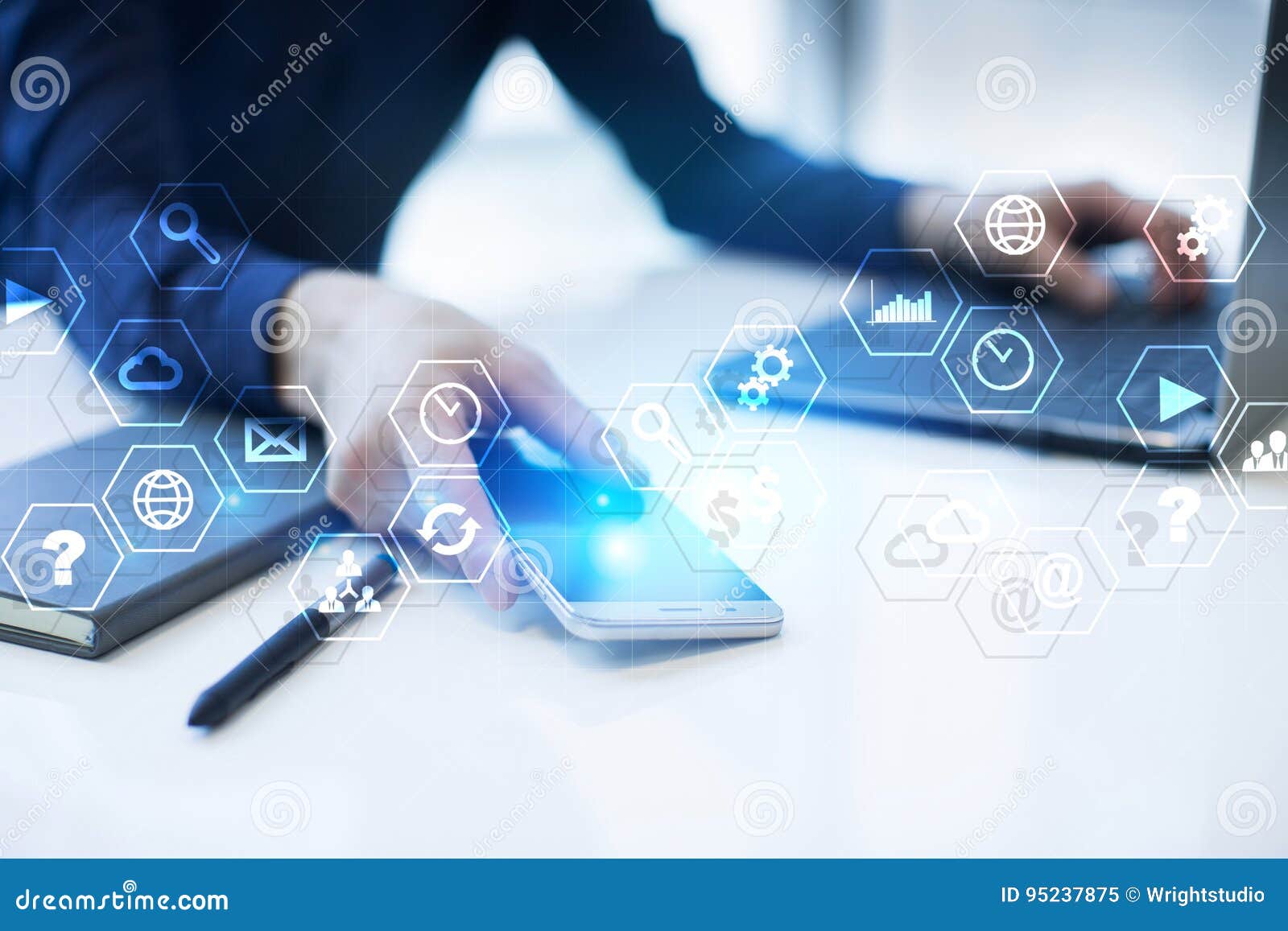 Virtual Screen Interface with Applications Icons. APPS. Technology ...