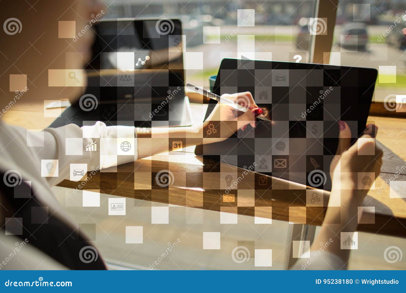 Virtual Screen Interface with Applications Icons. APPS. Technology ...