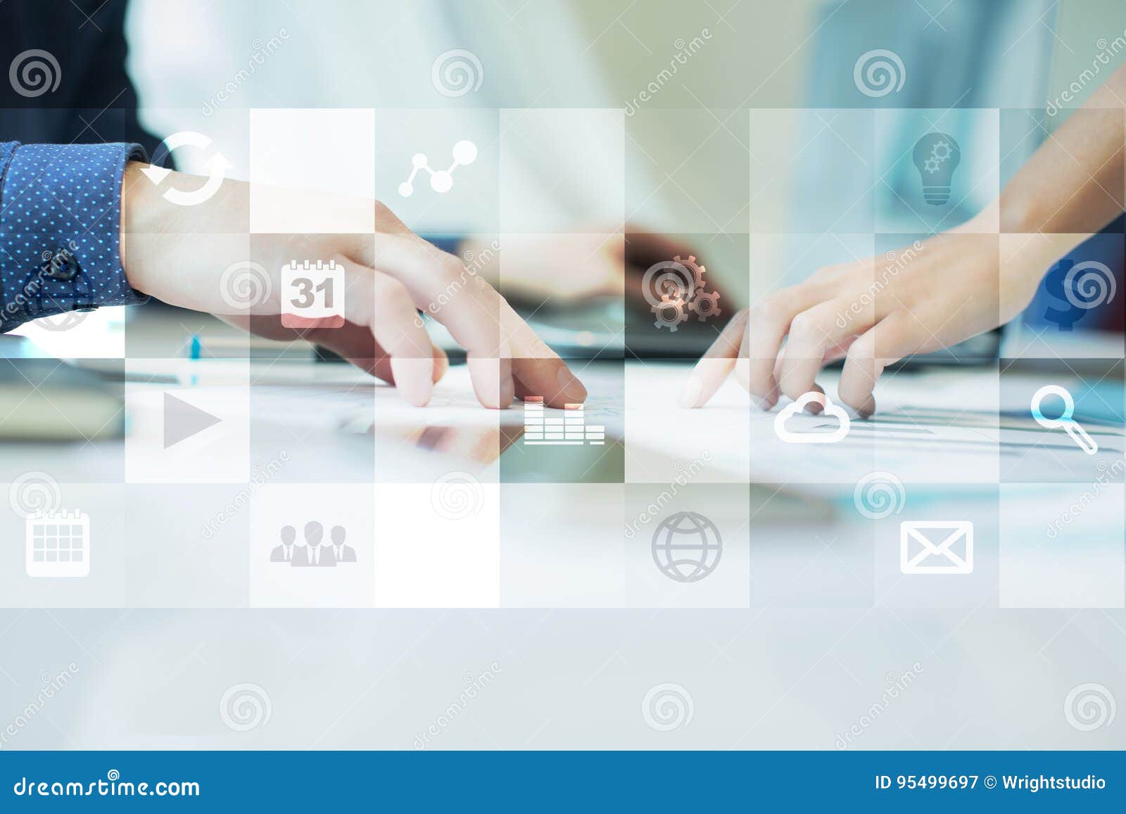 Virtual Screen Interface with Applications Icons. APPS. Technology ...