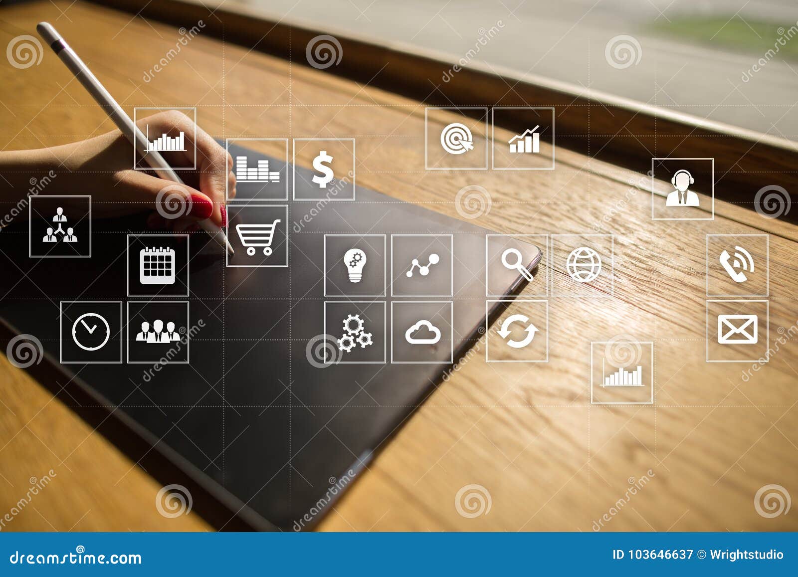 Virtual Screen Interface with Applications Icons. Internet Technology ...