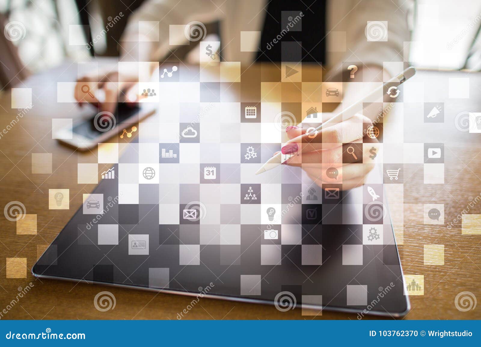 Virtual Screen Interface with Applications Icons. Strategy Planning ...