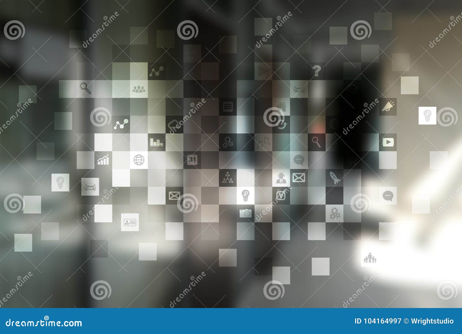 Virtual Screen Interface with Applications Icons. Internet Technology ...