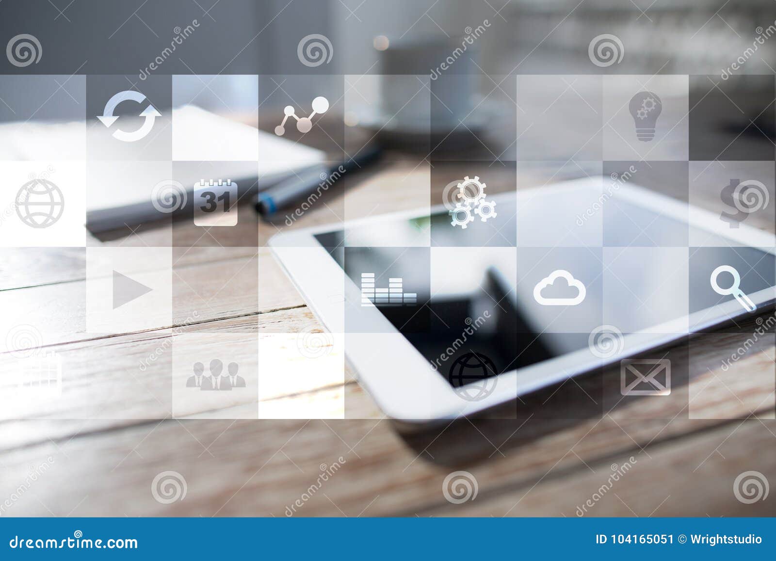Virtual Screen Interface with Applications Icons. Internet Technology ...
