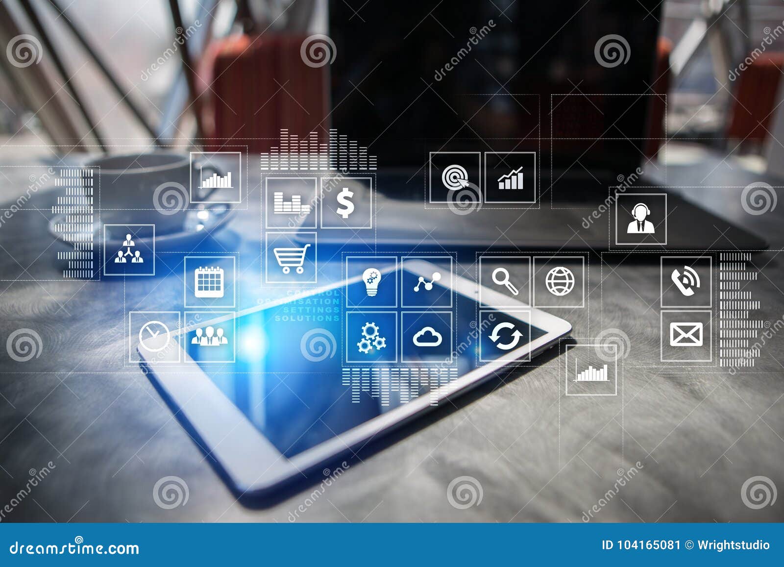 Virtual Screen Interface with Applications Icons. Internet Technology ...